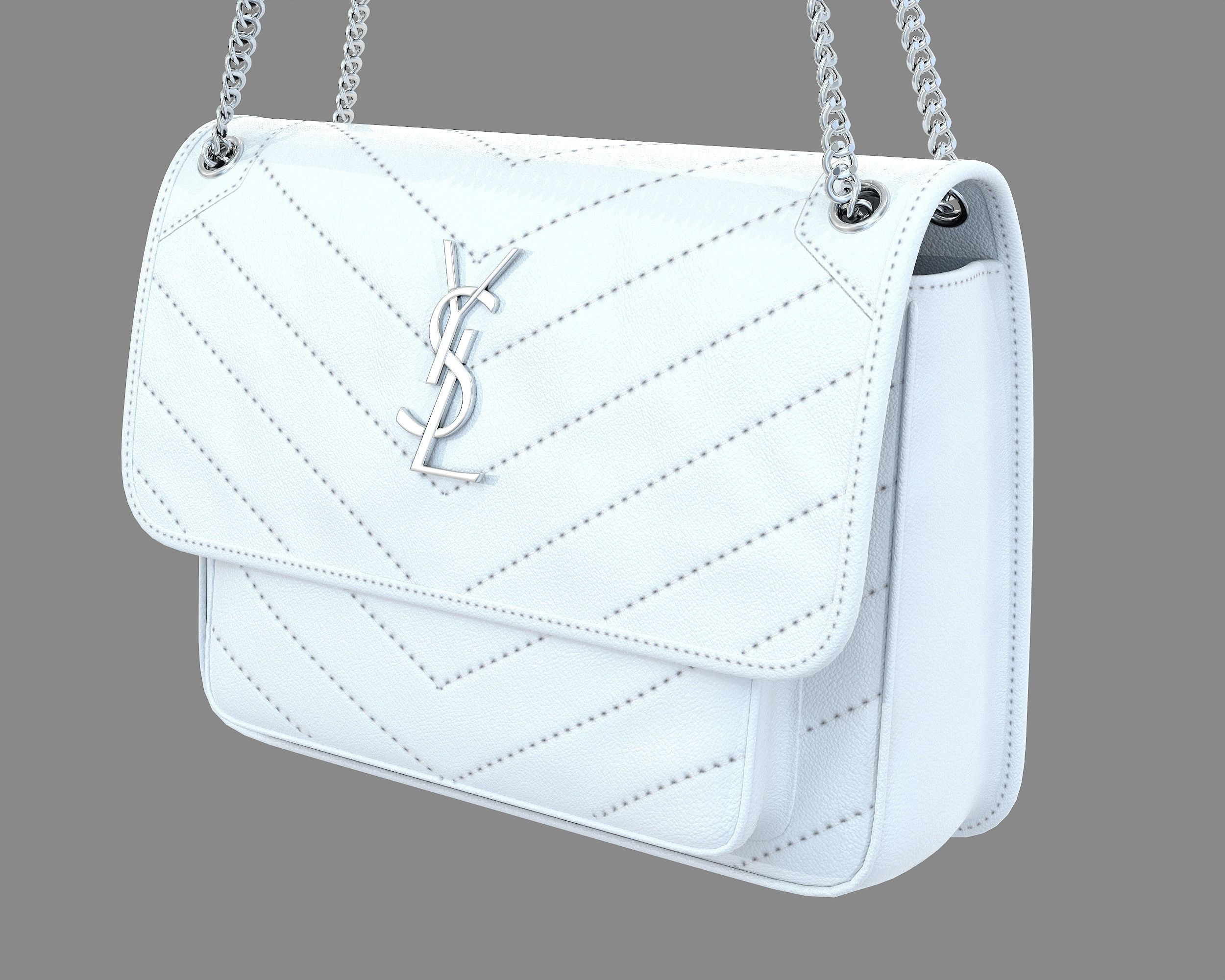3D model YSL Saint Laurent Niki Bag White Leather VR / AR / low-poly ...
