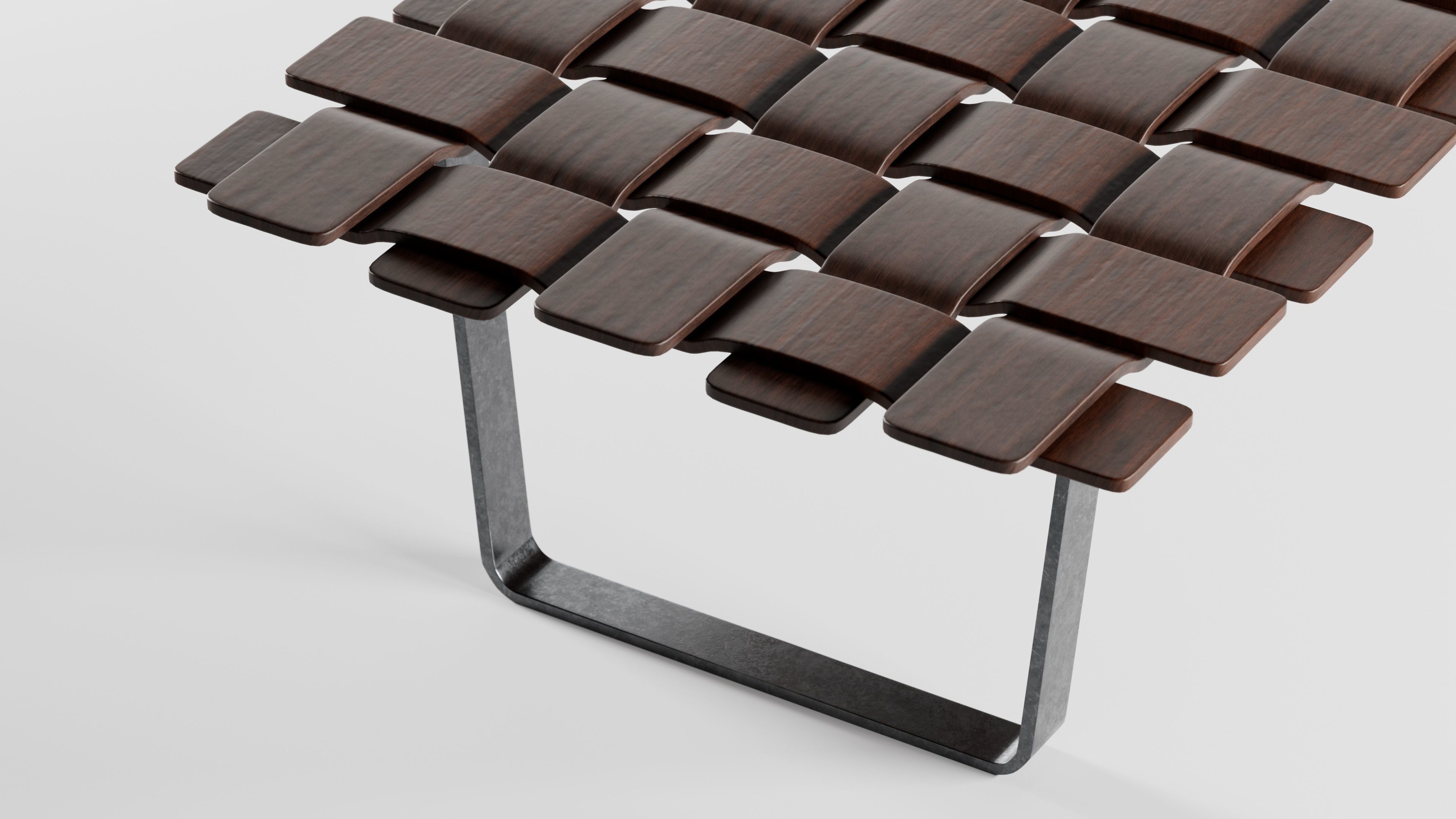Walnut Grid Bench 3D model | CGTrader