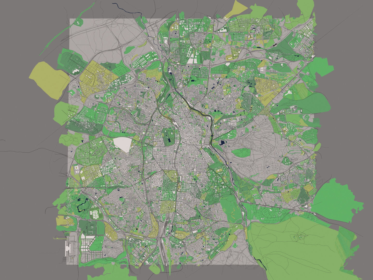 Madrid Spain 25x25km City Map 3D model | CGTrader