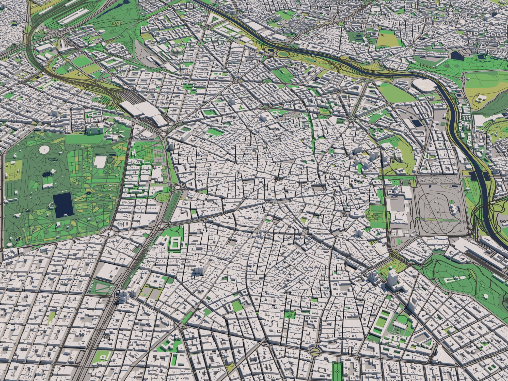 Madrid Spain 25x25km City Map 3D model | CGTrader