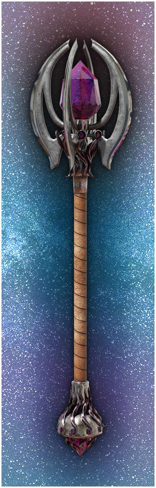 3D model mace-axe 3d lowpoly sword with crystals VR / AR / low-poly ...