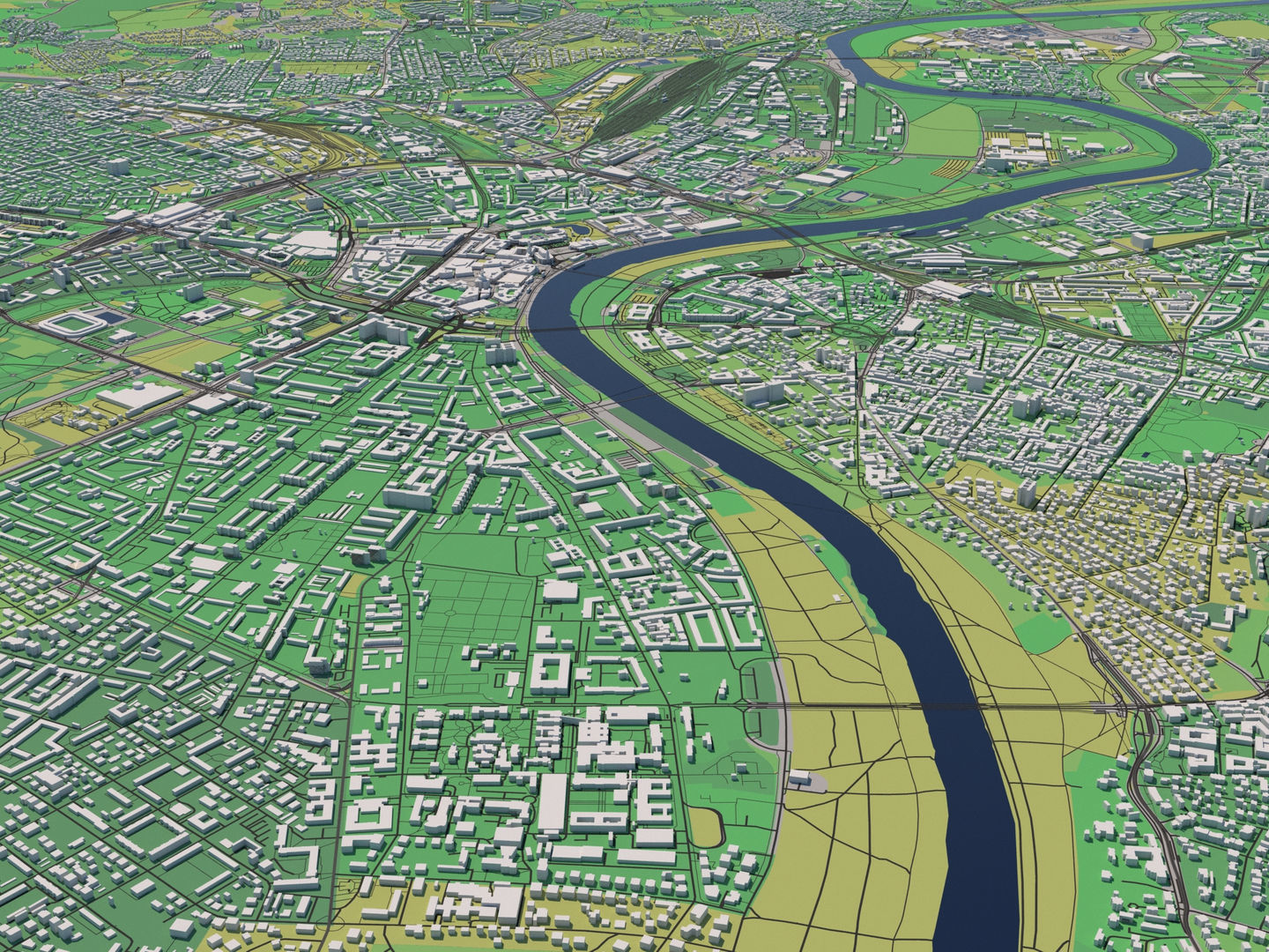 Dresden Germany 25x25km 3D City Map 3D model | CGTrader