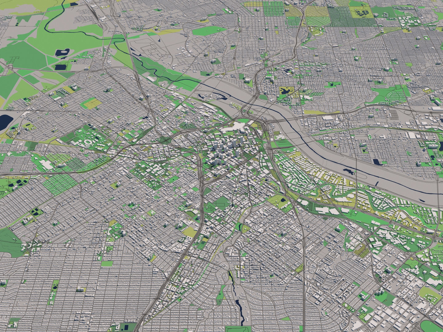Dallas Texas USA 25x25km 3D City Map 3D model | CGTrader