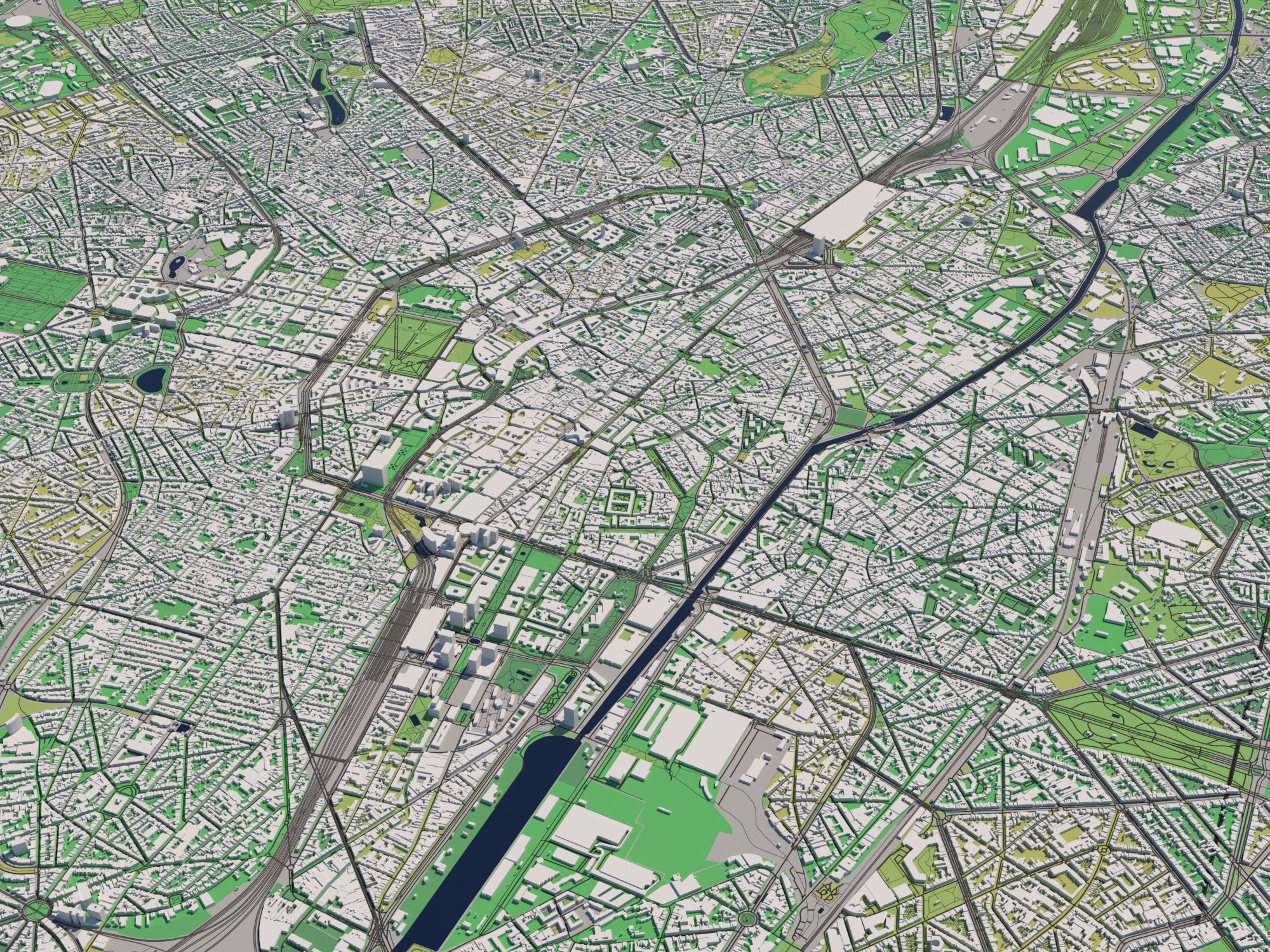 Brussels Belgium 25x25km City Map 3D model | CGTrader