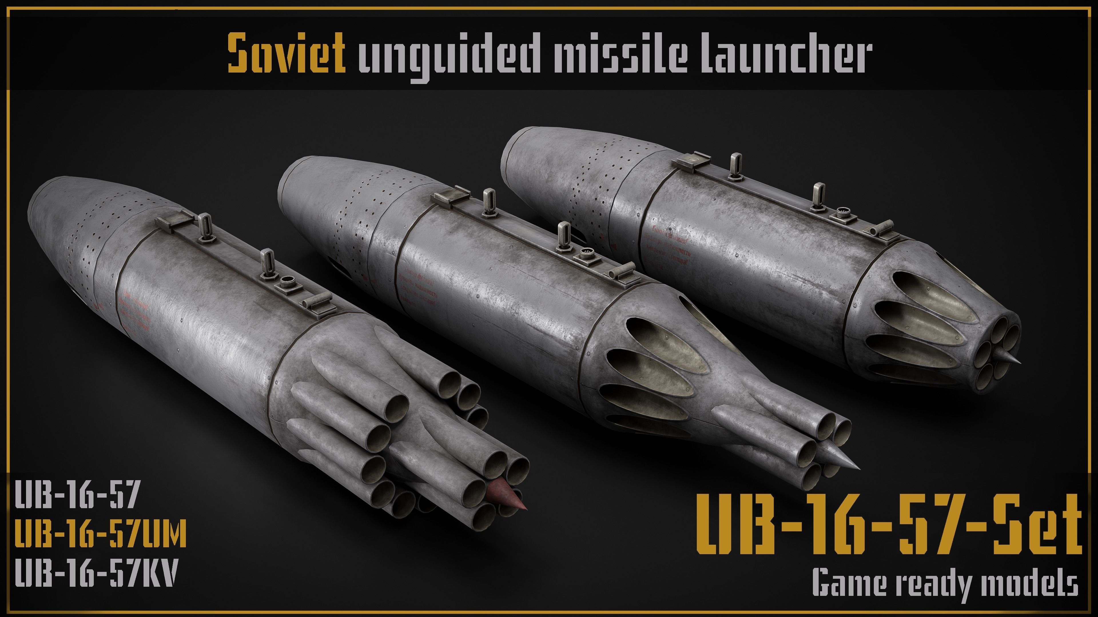 3D model Gameready models UB-16 series unguided missile rockets ...