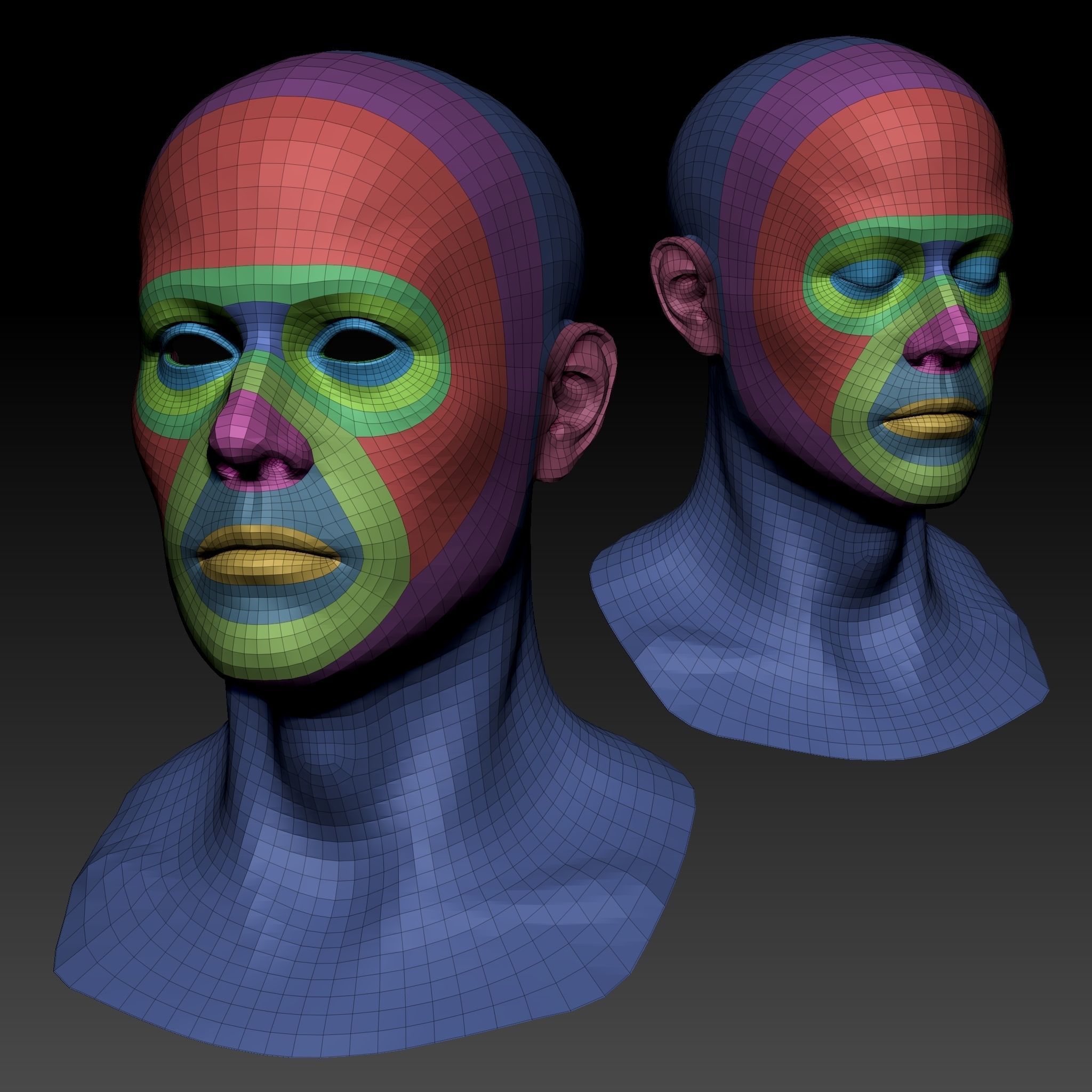 Male Head Base Mesh 3D model | CGTrader