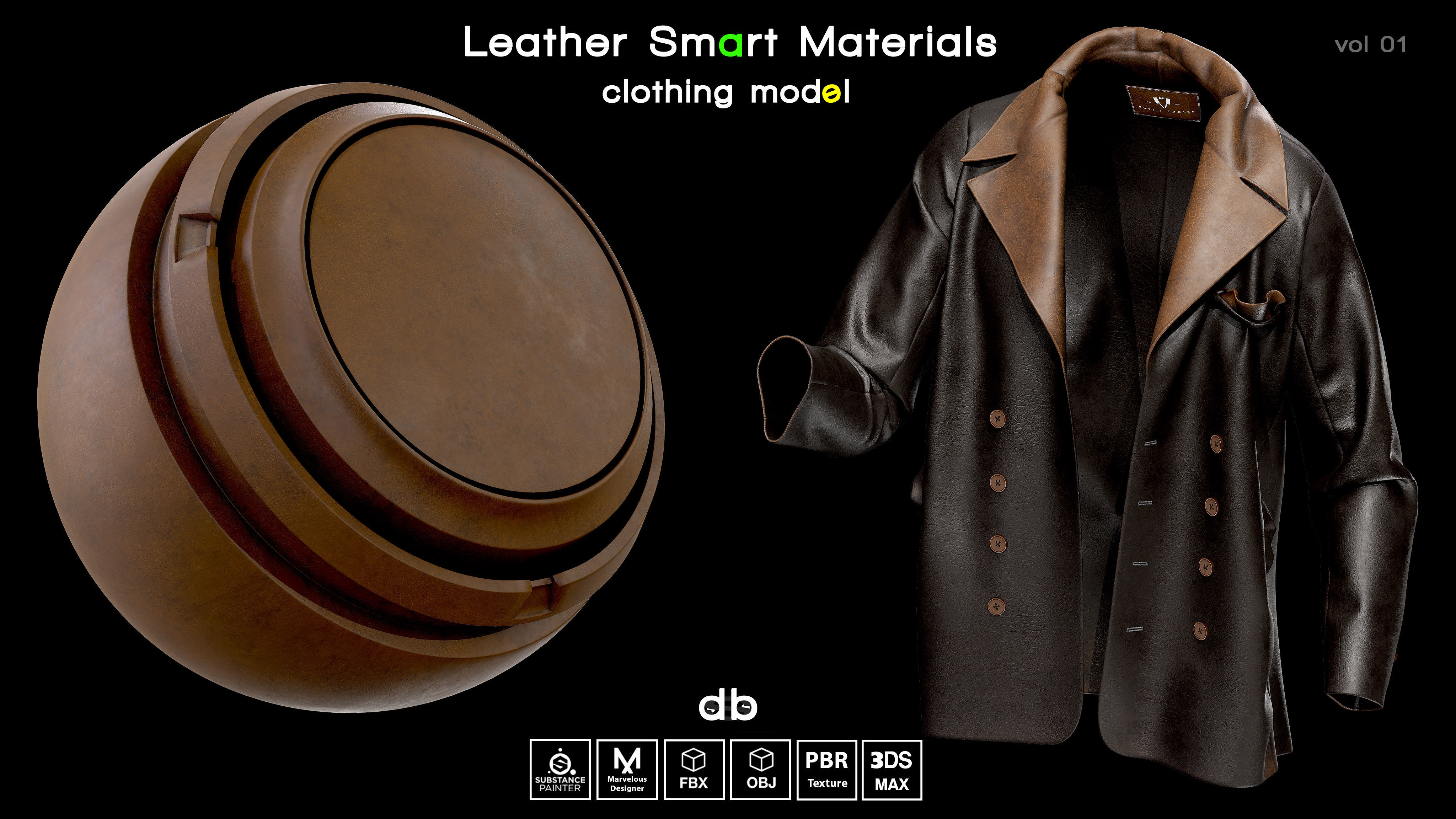 15 Leather Smart Materials and PBR Textures and Clothing Model 3D model ...