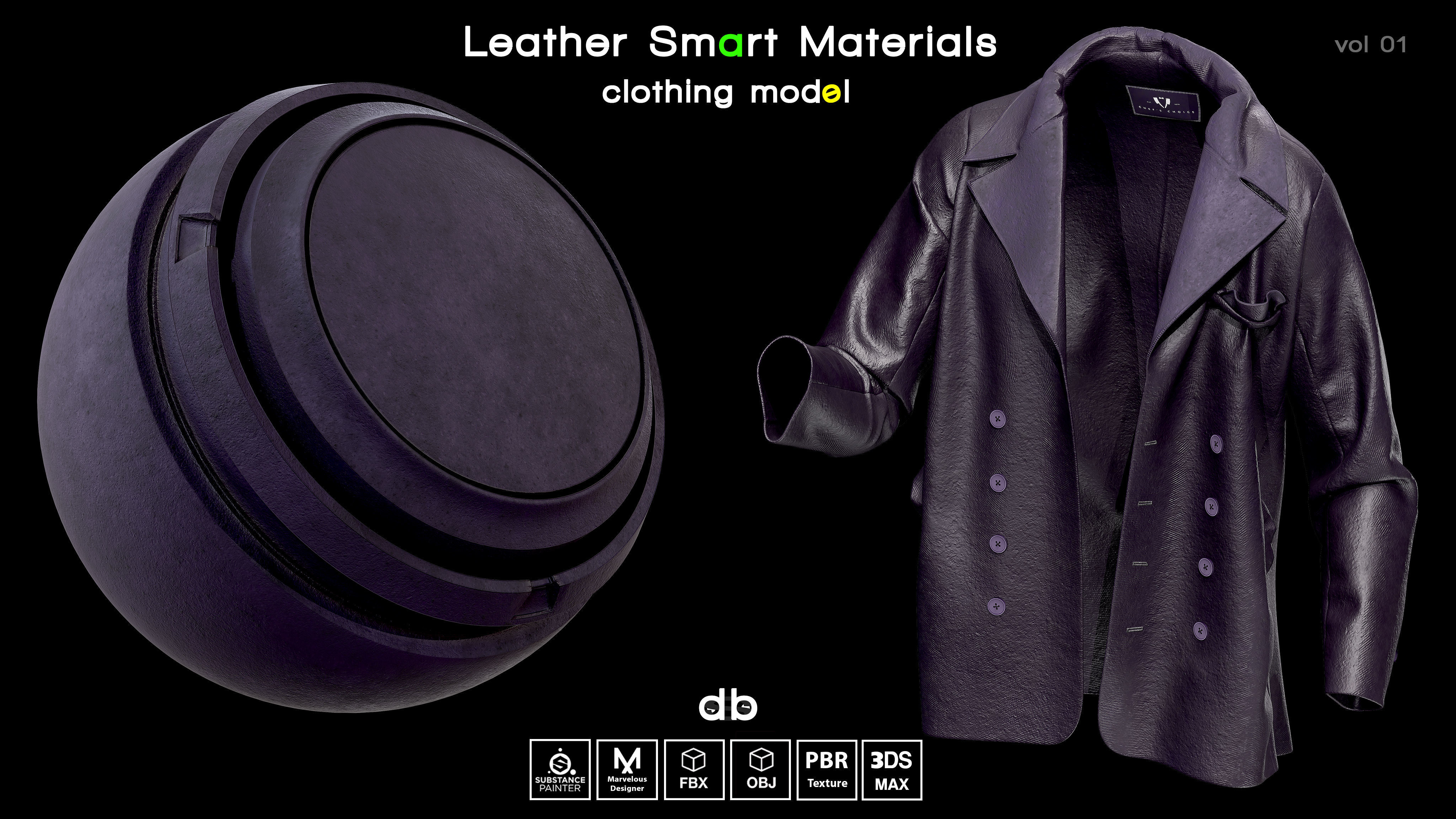 15 Leather Smart Materials and PBR Textures and Clothing Model 3D model ...