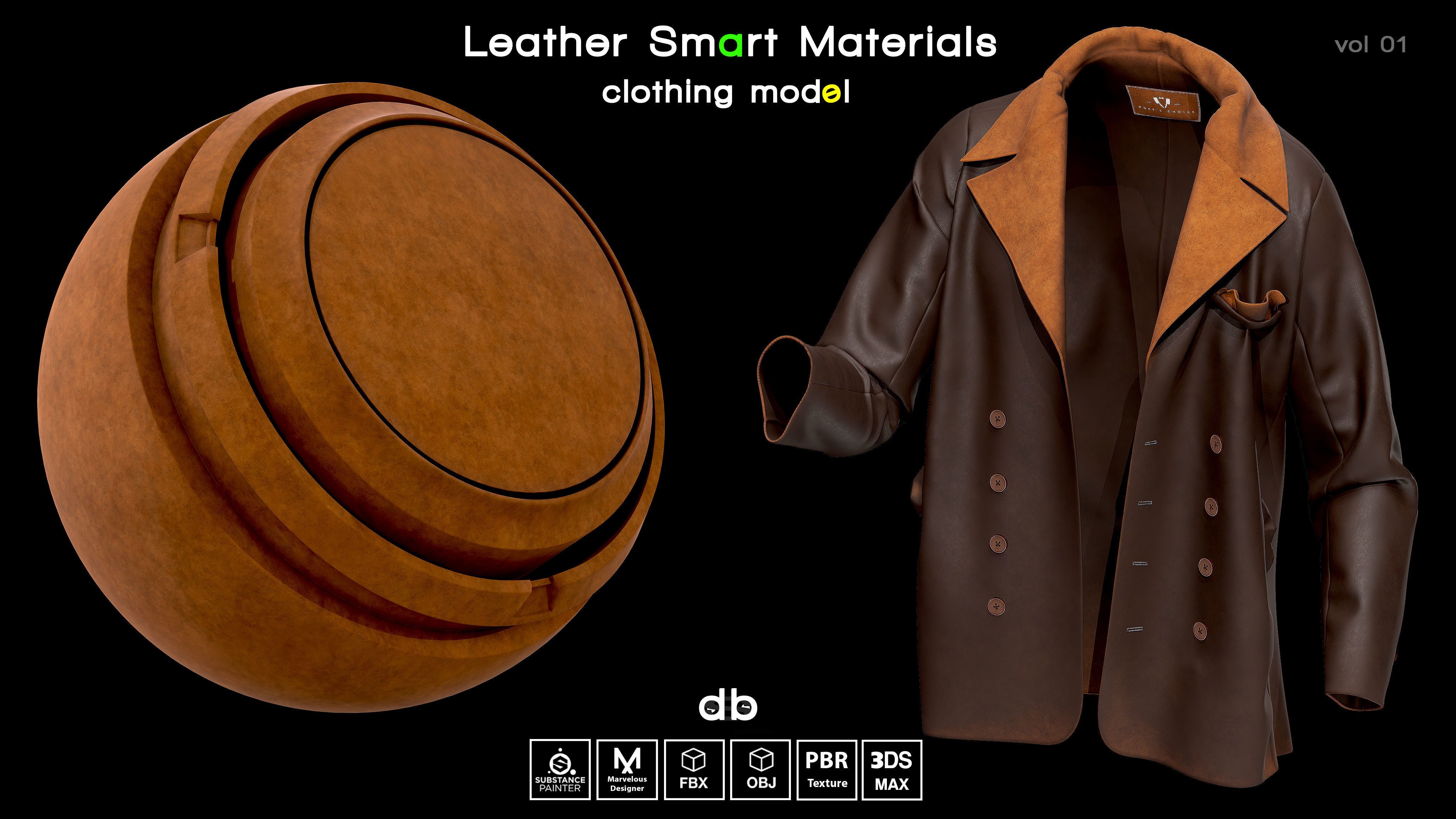 15 Leather Smart Materials and PBR Textures and Clothing Model 3D model ...