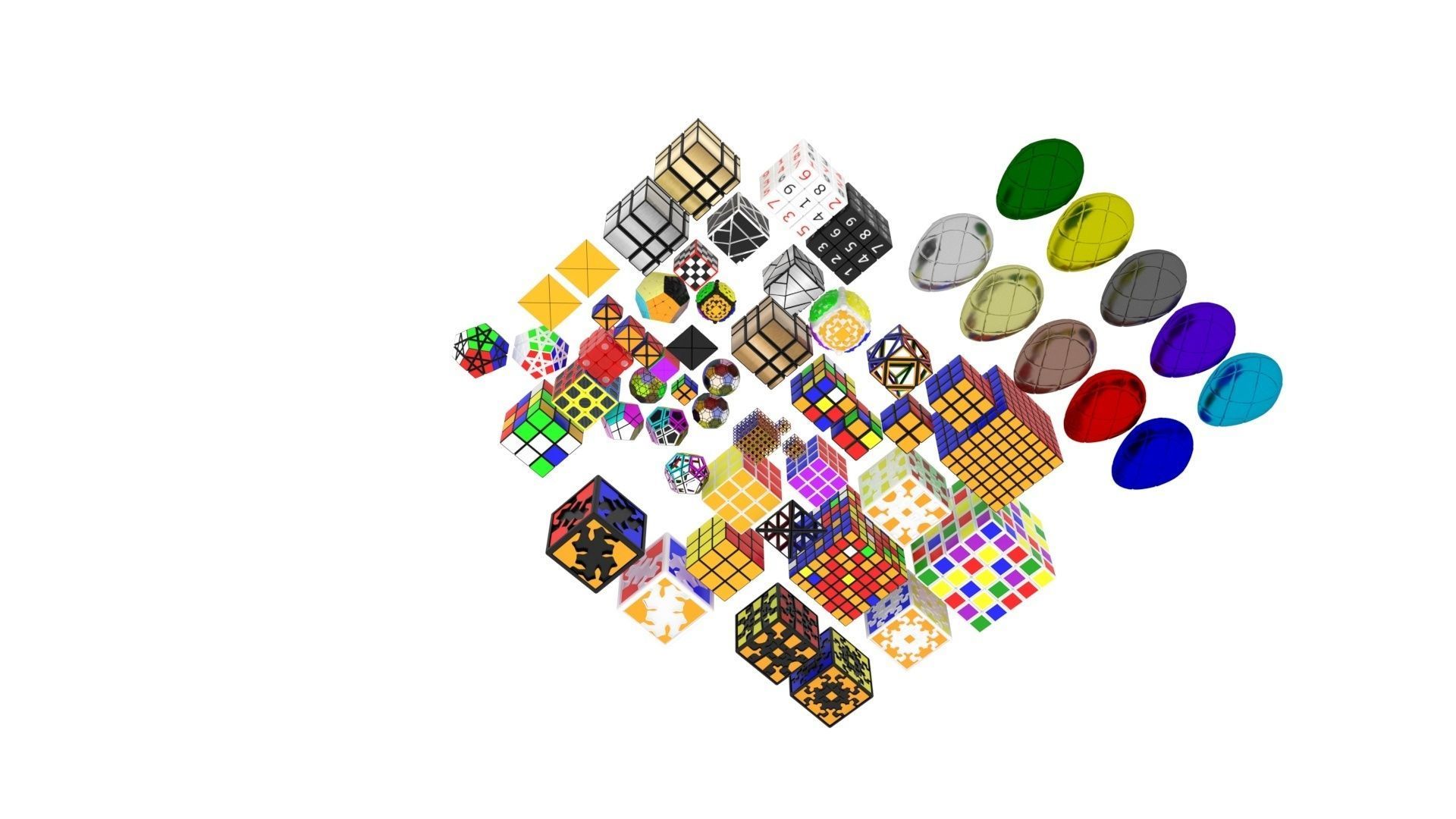 Different Type of Rubiks Cube Collection 3D model | CGTrader