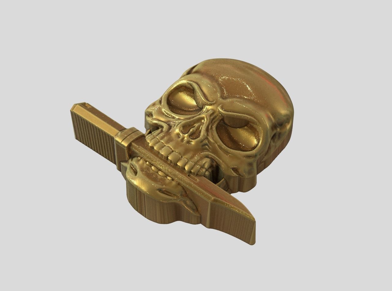 Skull with knife 3D model 3D printable | CGTrader