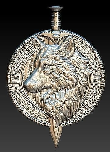wolf and sword pendant 3D model | CGTrader