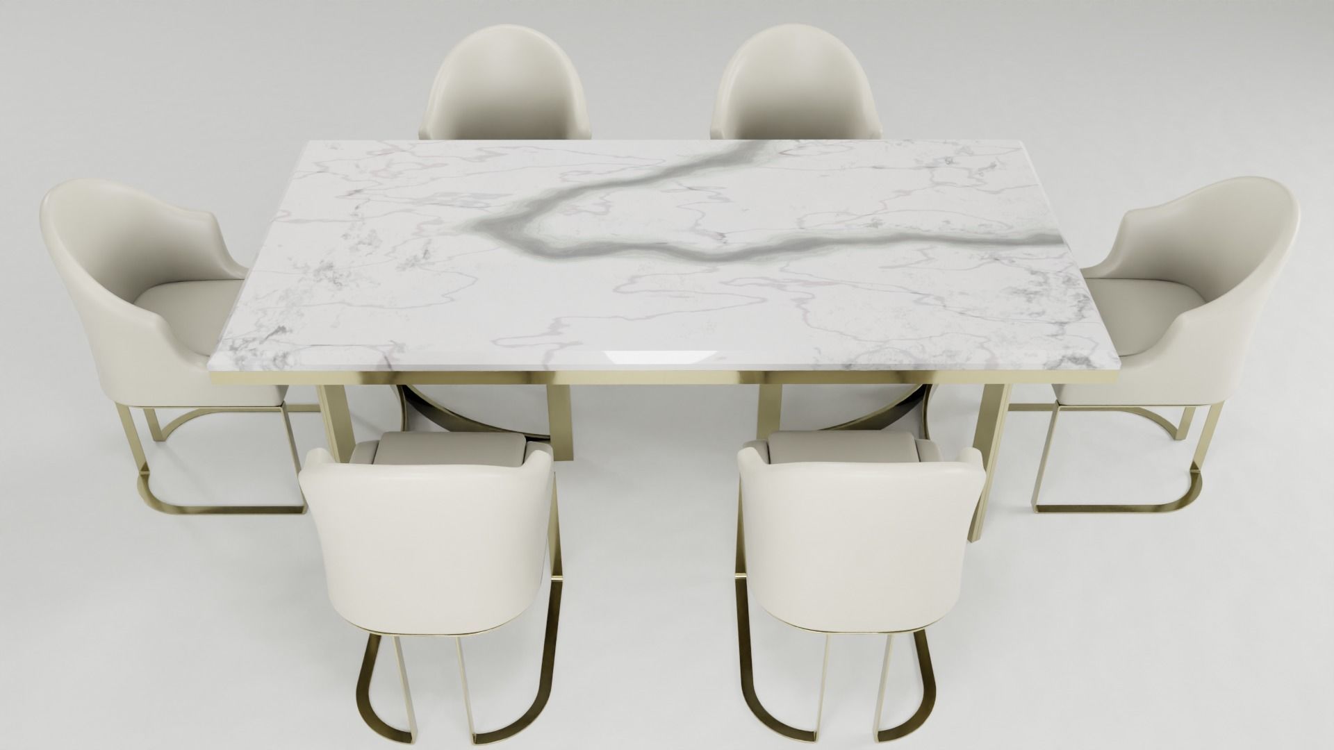 White Marble Dining Set 3D model | CGTrader