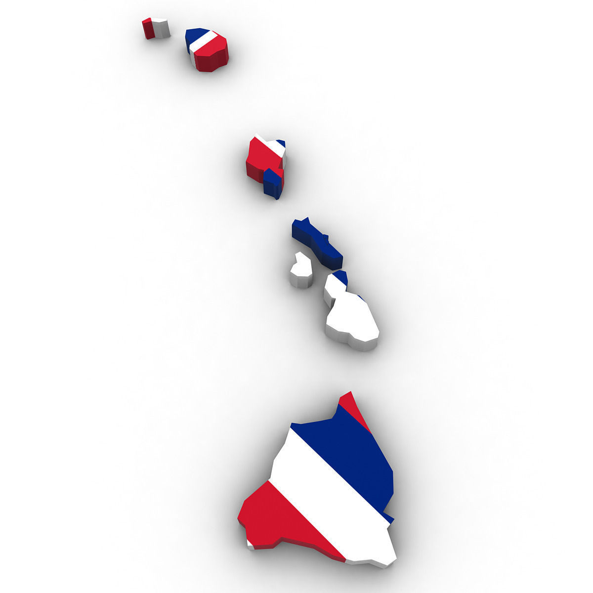 Hawaii Political Map 3D model | CGTrader