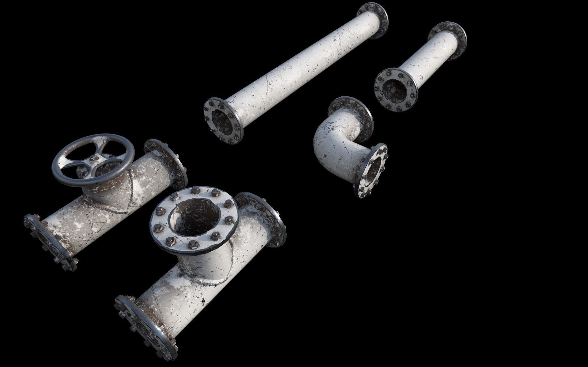 3D model Industrial Pipes with 4K PBR texture -city props 3- VR / AR ...
