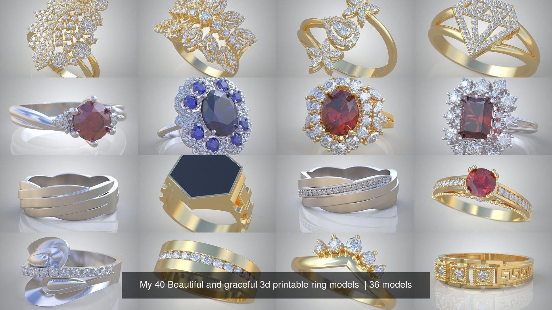 My 40 Beautiful and graceful 3d printable ring models 3D Model ...