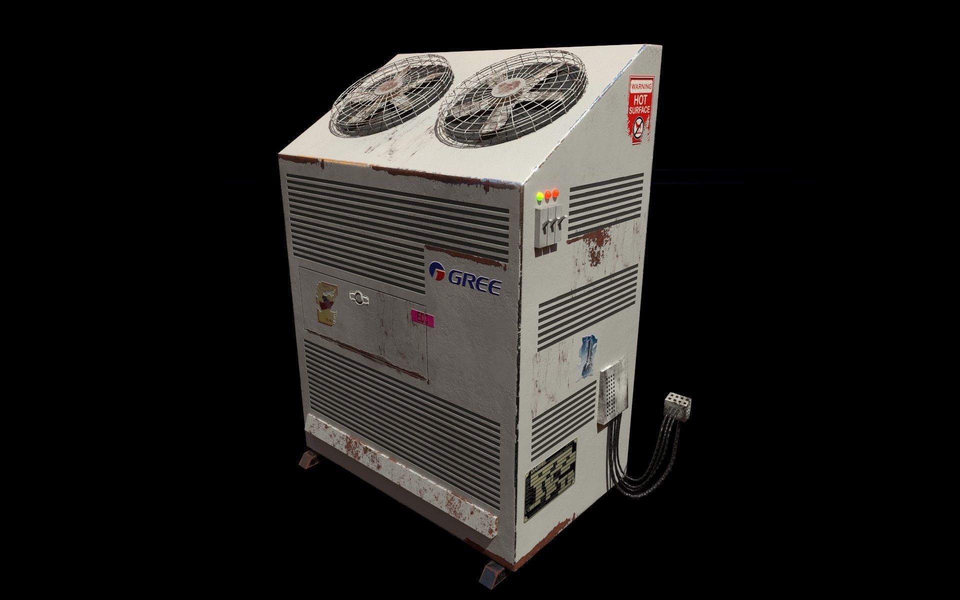 3D model 5 Low Poly Air Conditioner Condenser with 4K PBR textures VR ...
