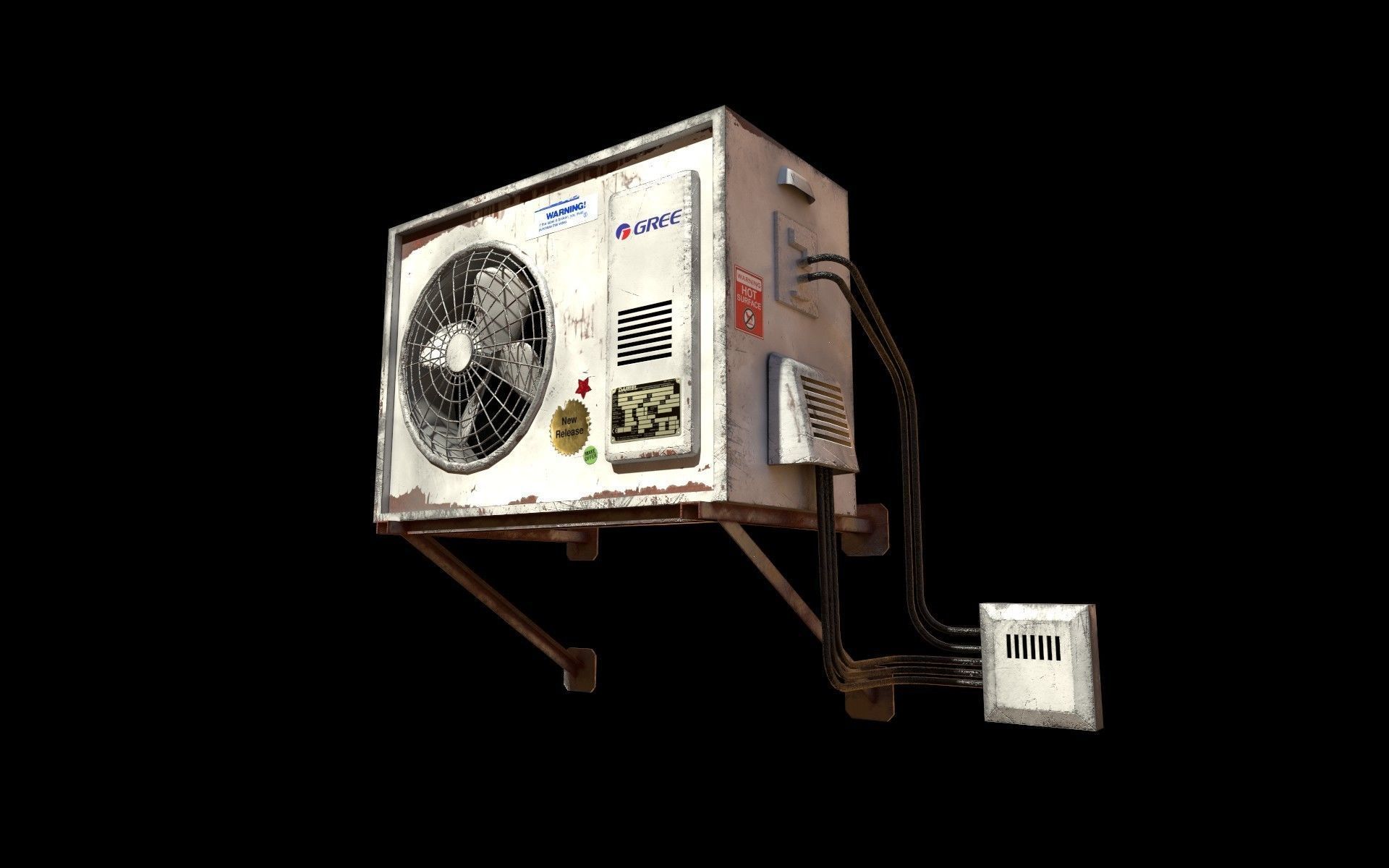 3D model 5 Low Poly Air Conditioner Condenser with 4K PBR textures VR ...