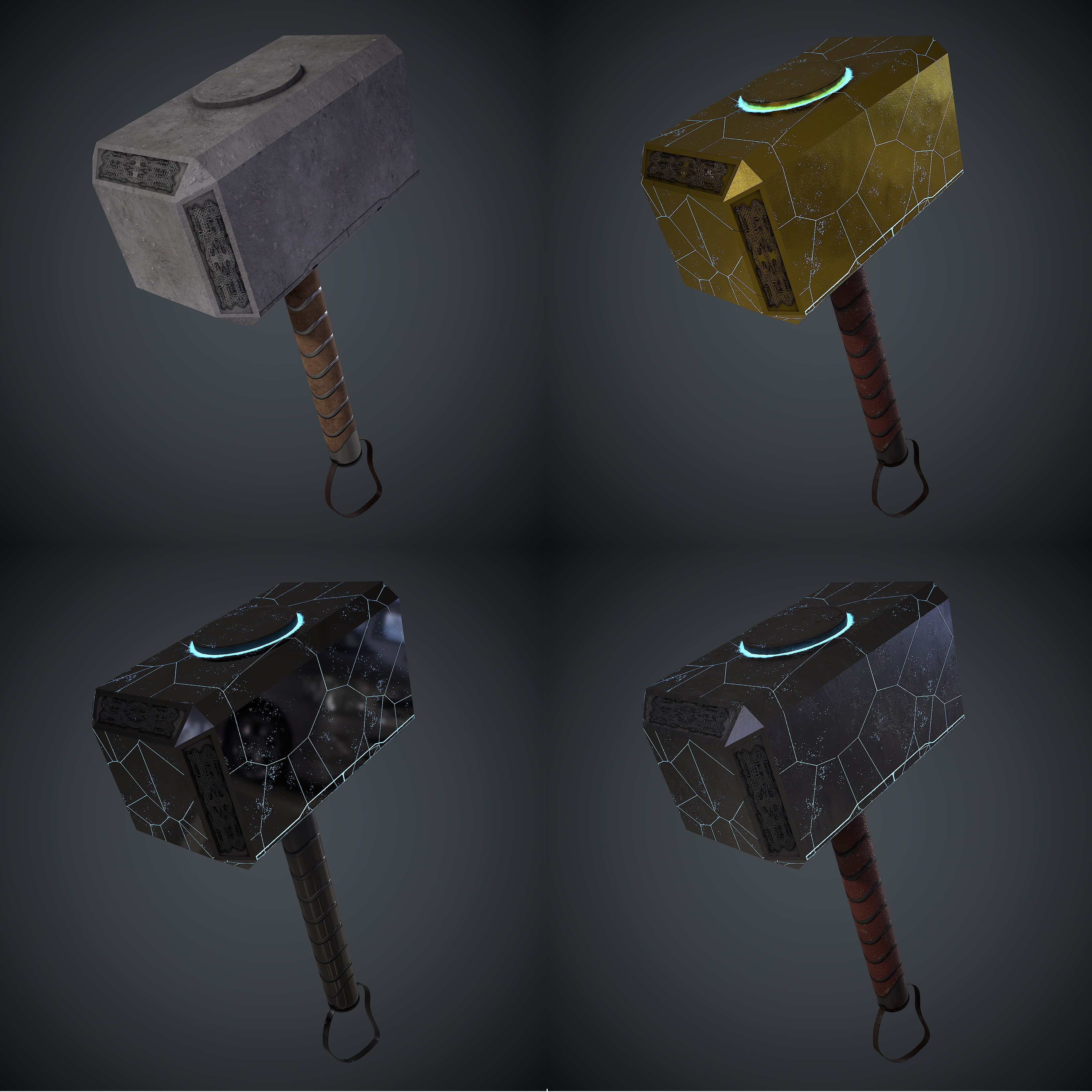 3D model Mjolnir Thor Hammer 3D model Marvel Comics Avengers VR / AR ...