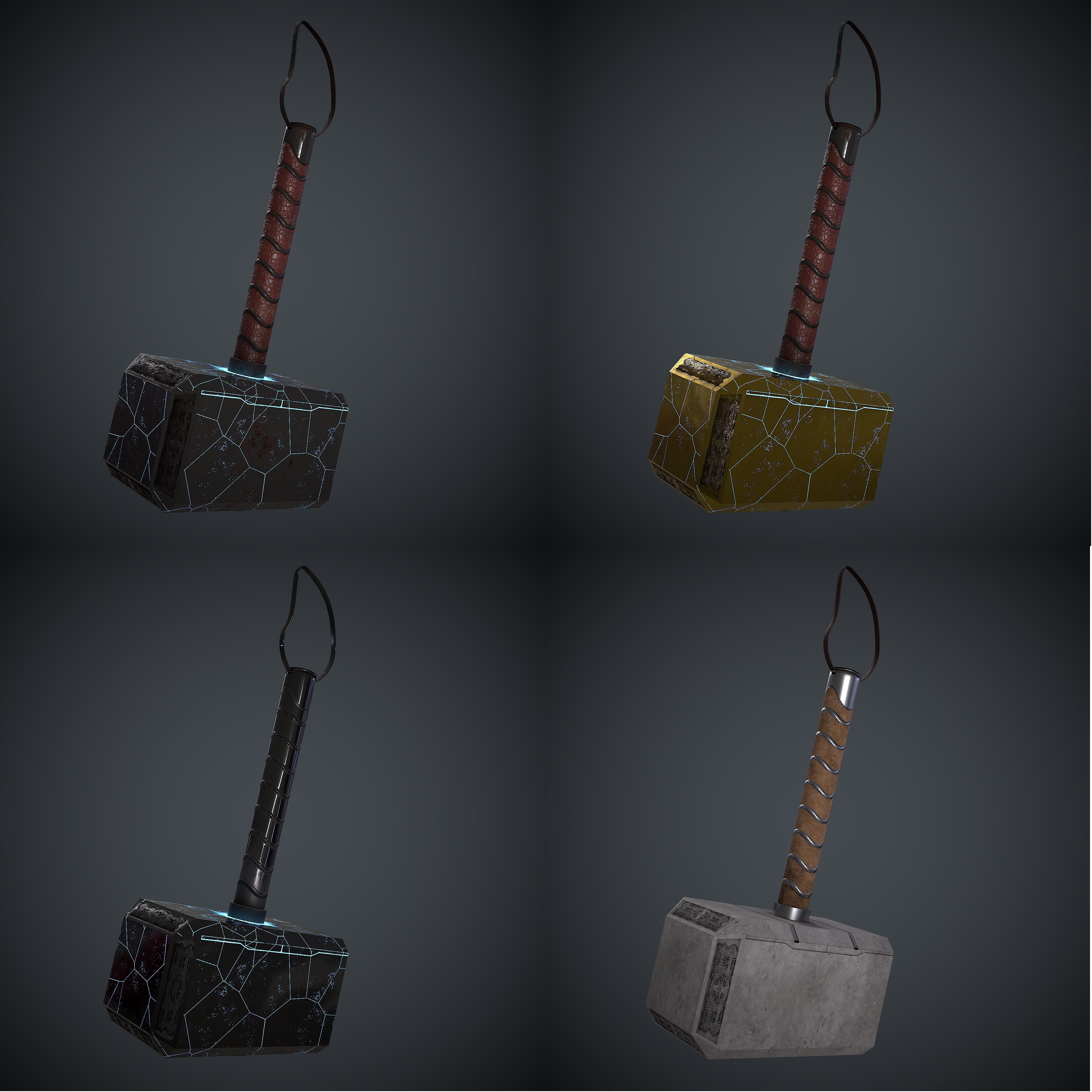 3D model Mjolnir Thor Hammer 3D model Marvel Comics Avengers VR / AR ...