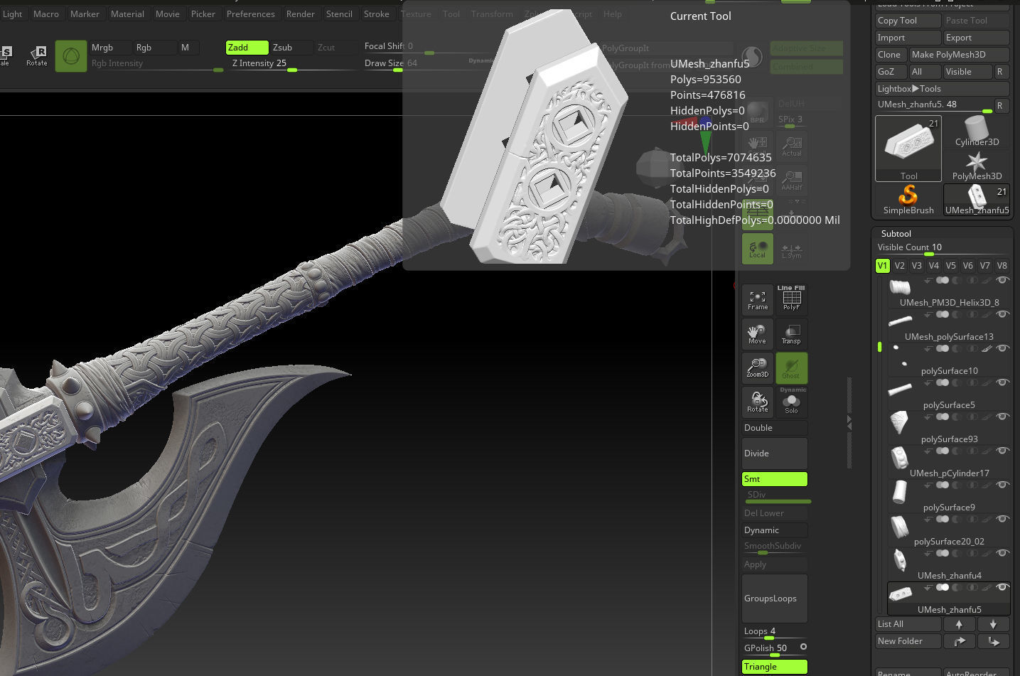 Viking Tomahawk axe High poly model 3D model | CGTrader