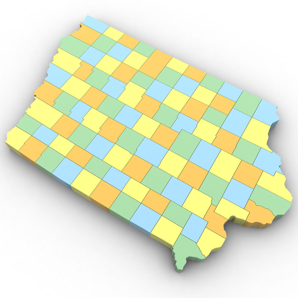 Iowa Political Map 3D model | CGTrader