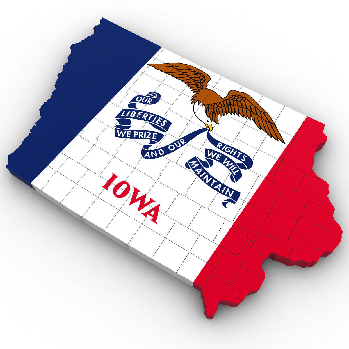 Iowa Political Map 3D model | CGTrader