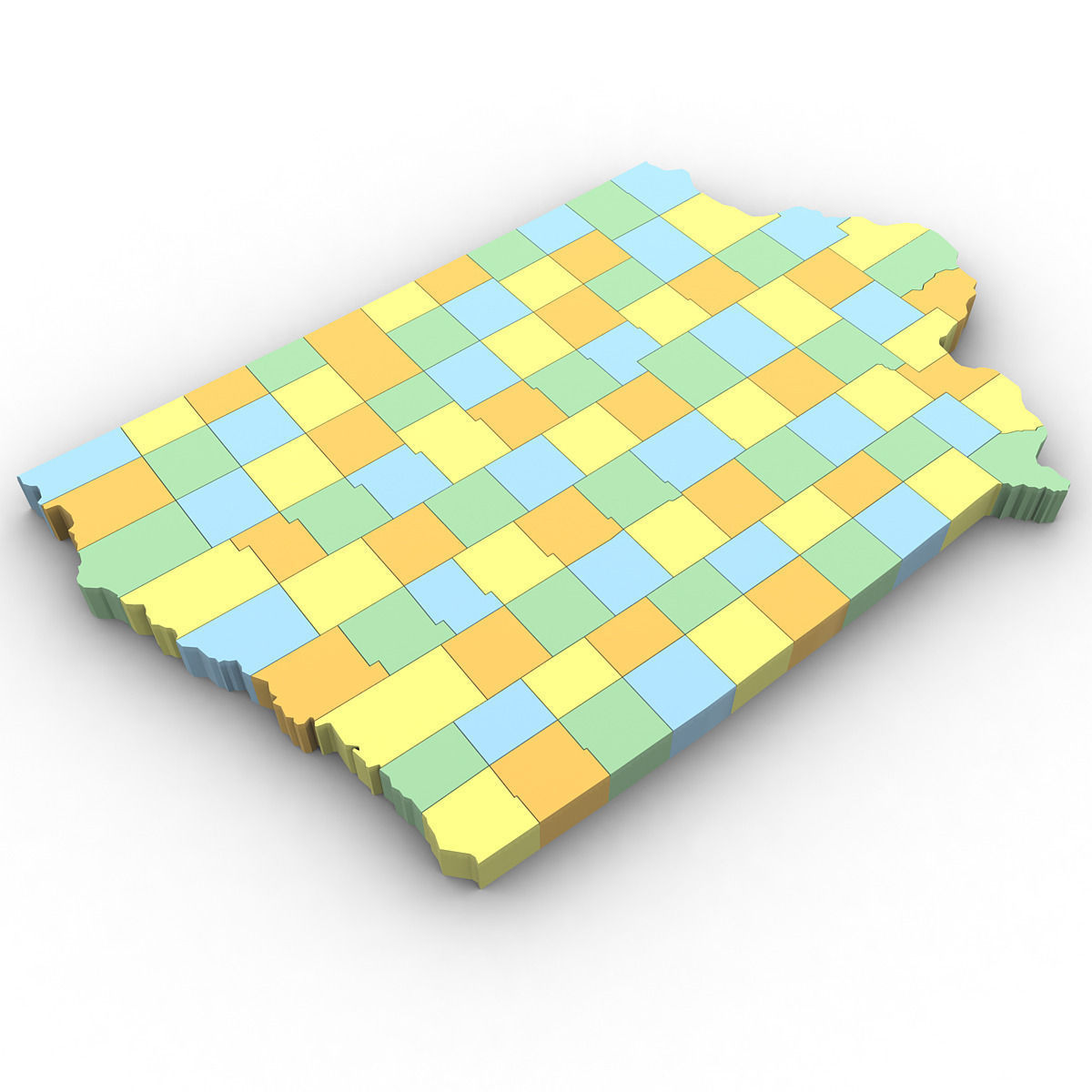Iowa Political Map 3D model | CGTrader