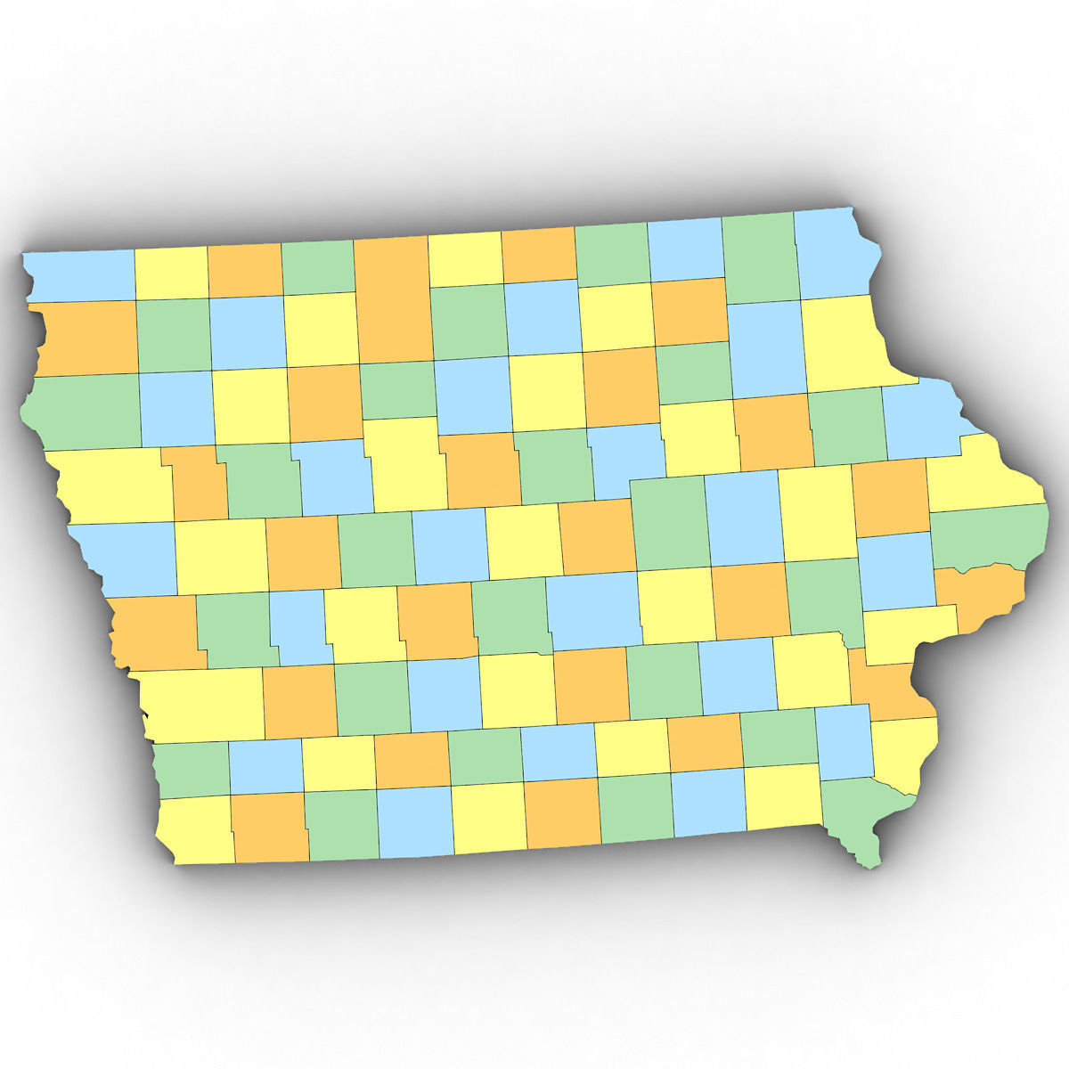 Iowa Political Map 3D model | CGTrader