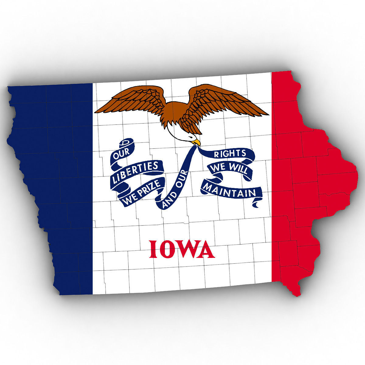 Iowa Political Map 3D model | CGTrader