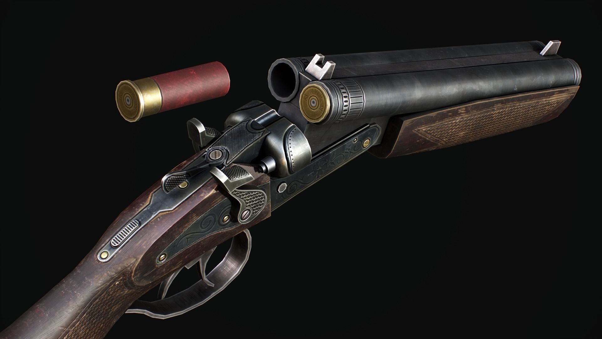 3D model Double Barrel Shotgun - PBR Game Ready VR / AR / low-poly ...