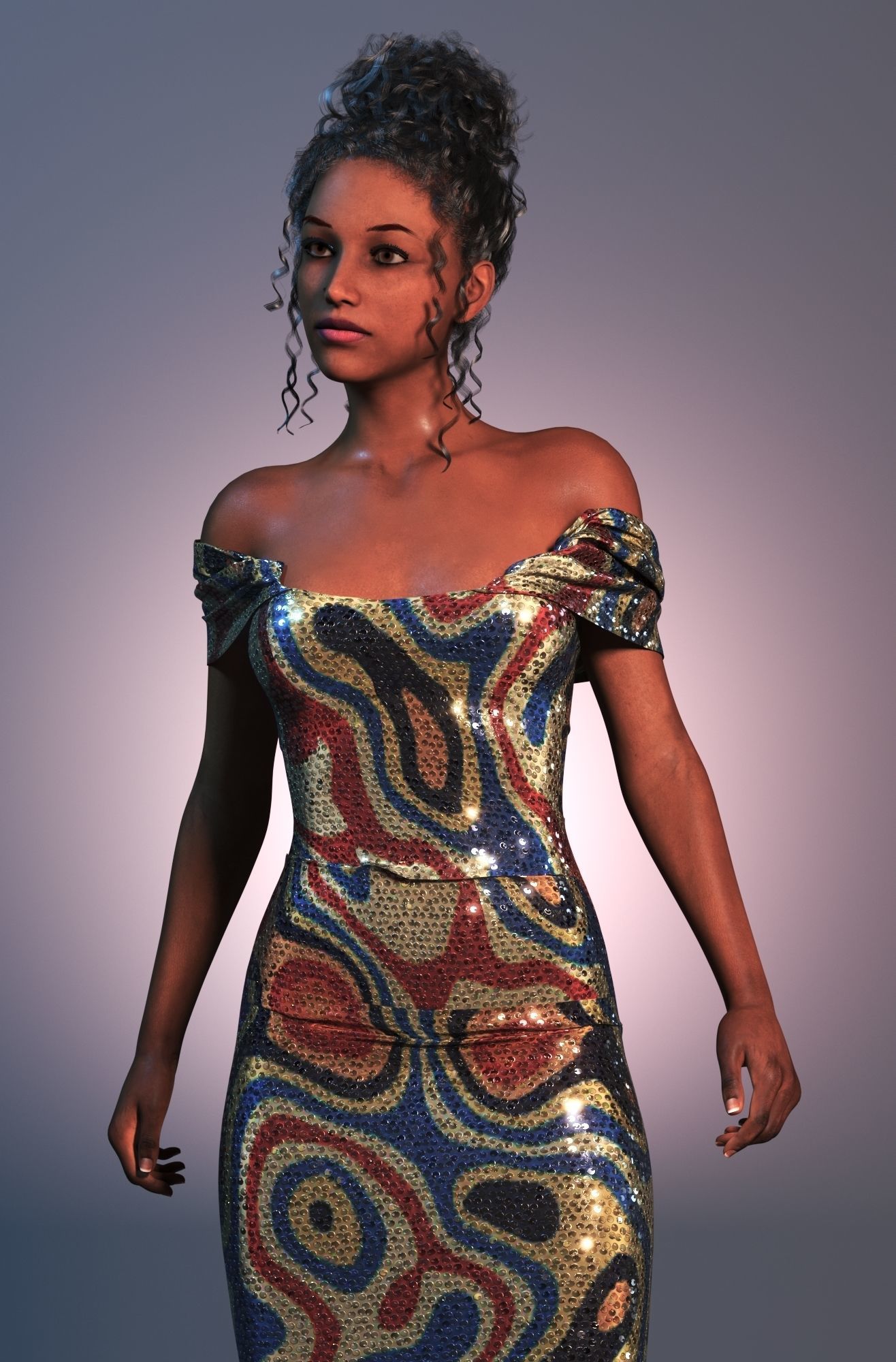 Mdoren dress with Sequin Marvelous Designer and 3DS max No 21 3D model ...