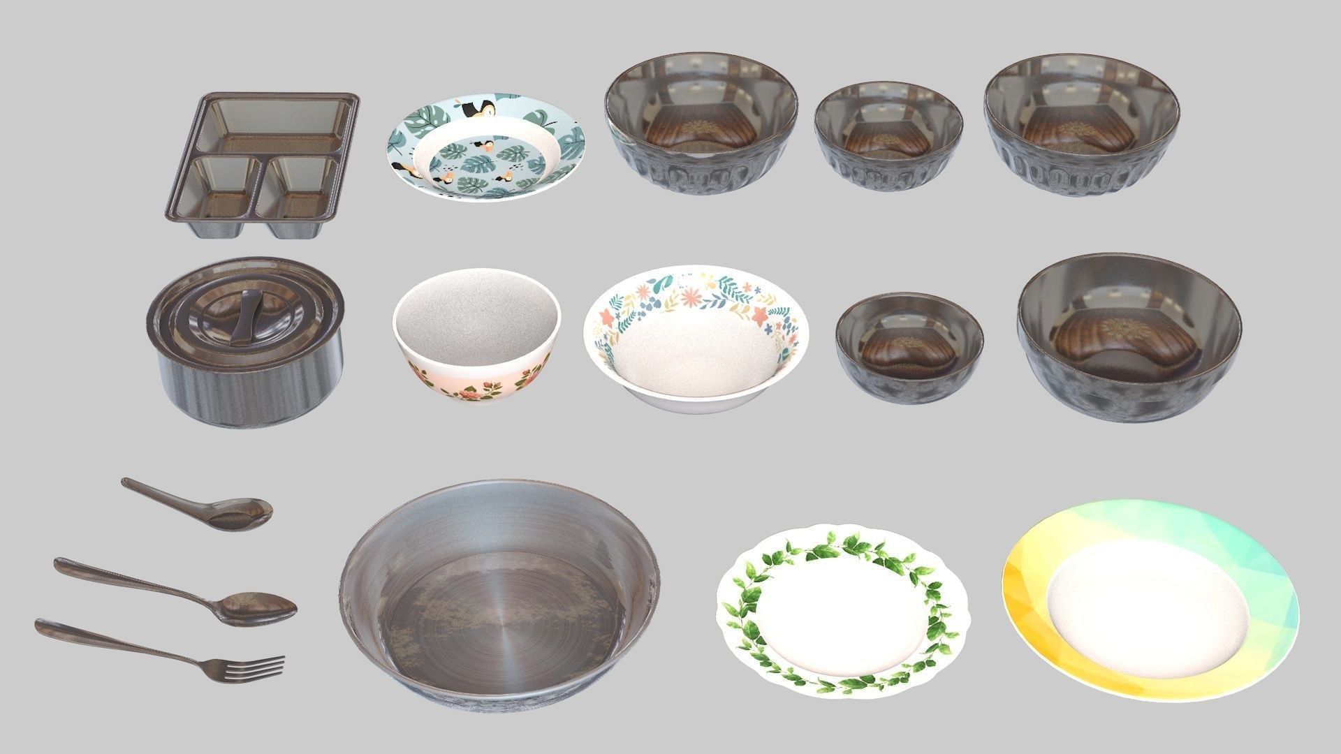 Tableware Collection 1 metal container with two compartments 3D model | CGTrader