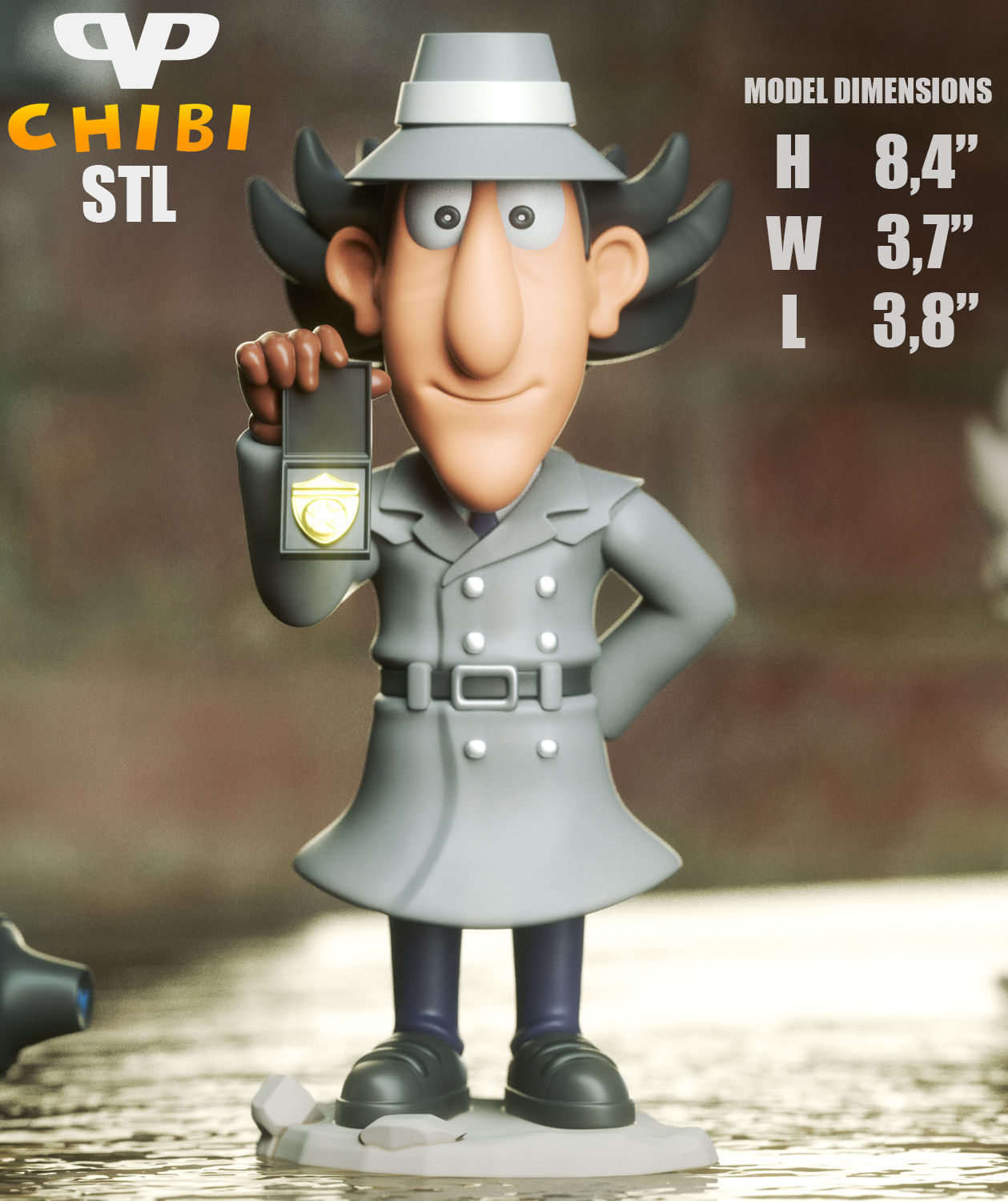 Inspector Gadget Chibi STL for 3D Printing ChibiSTL 3DXM 3D model 3D ...
