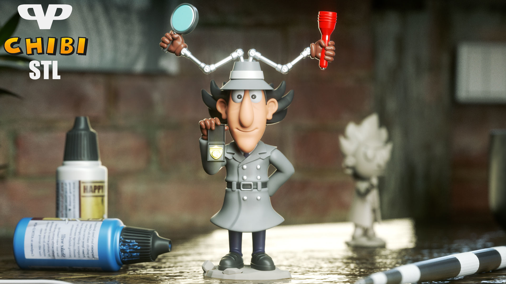 Inspector Gadget Chibi STL for 3D Printing ChibiSTL 3DXM 3D model 3D ...