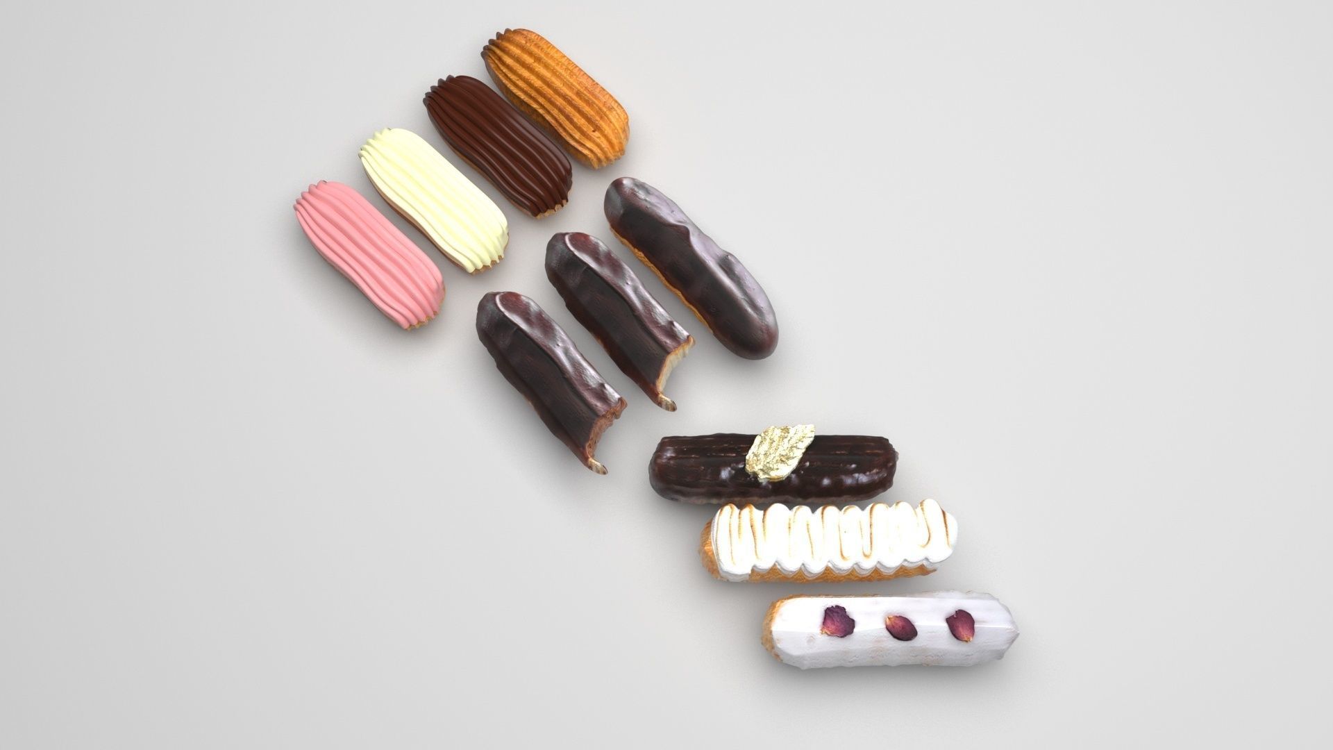 Eclairs Set 3D model | CGTrader