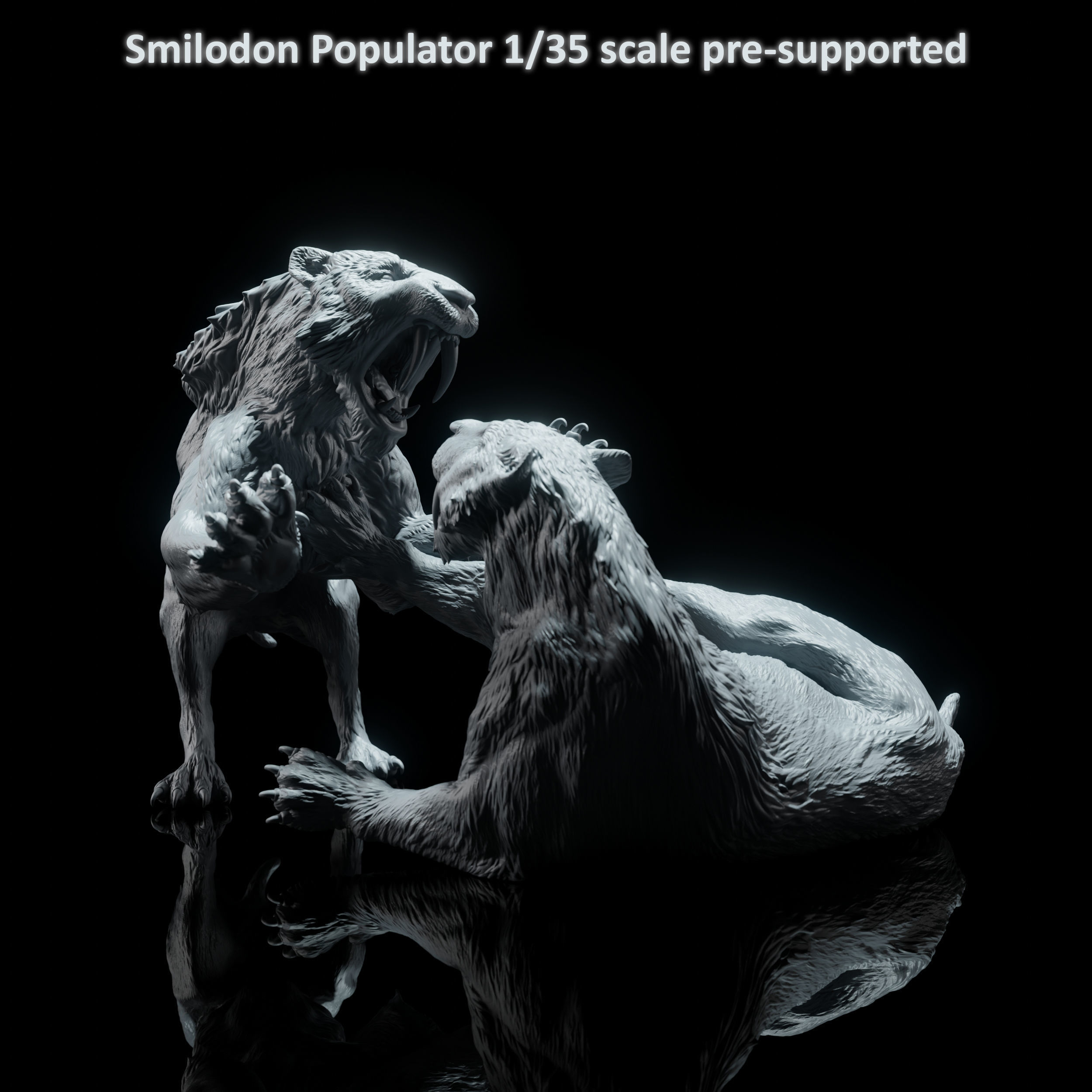 Smilodon Populator fighting 1-35 scale pre-supported 3D model 3D ...