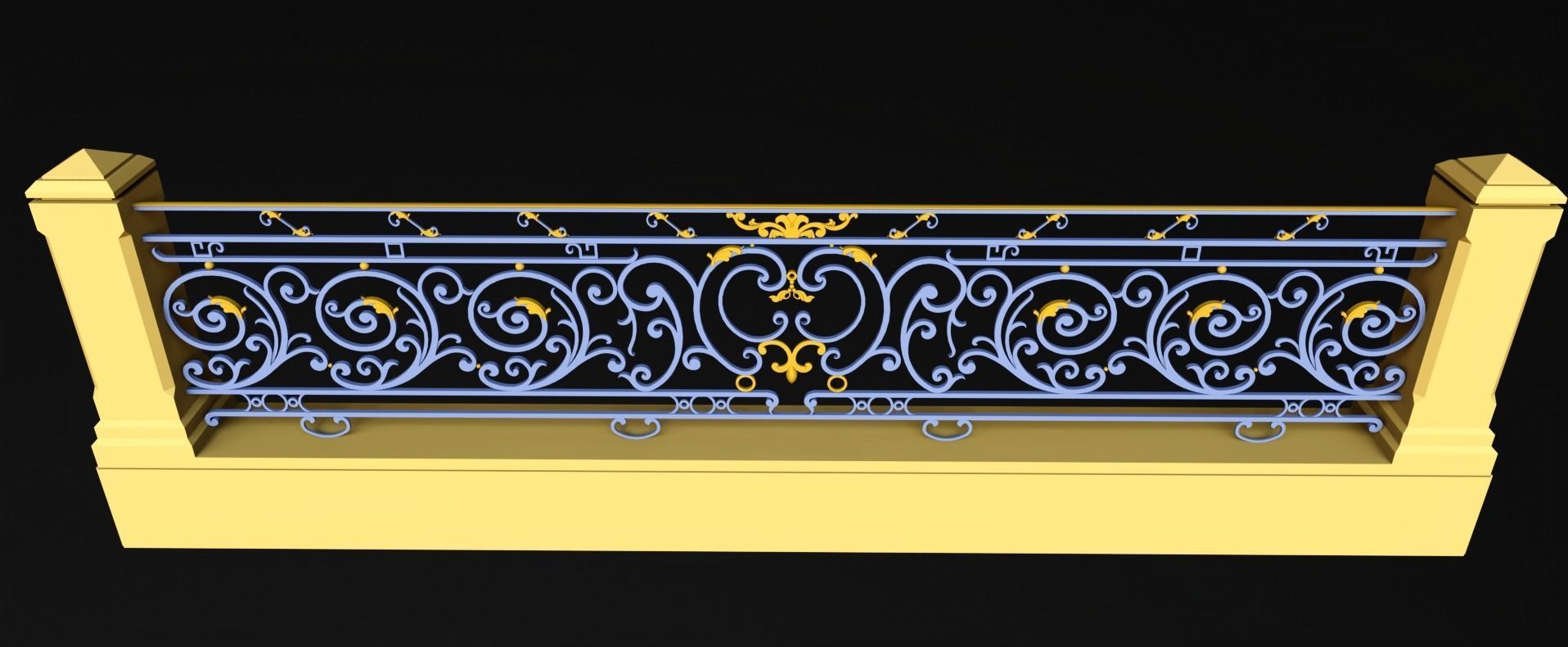 Wrought iron railing 3D model | CGTrader