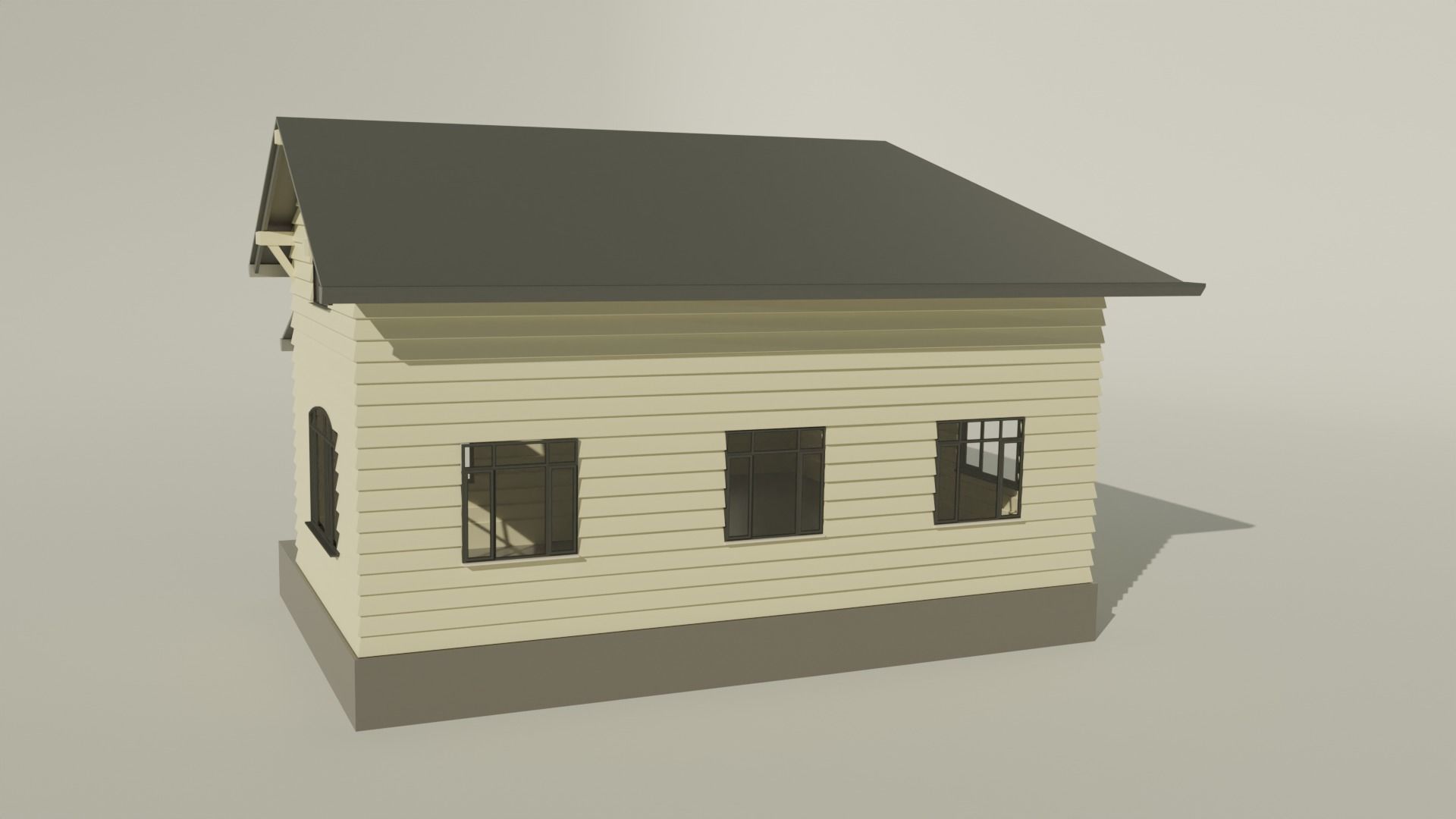 Classic style porch house without furniture 3D American-Style free 3D ...