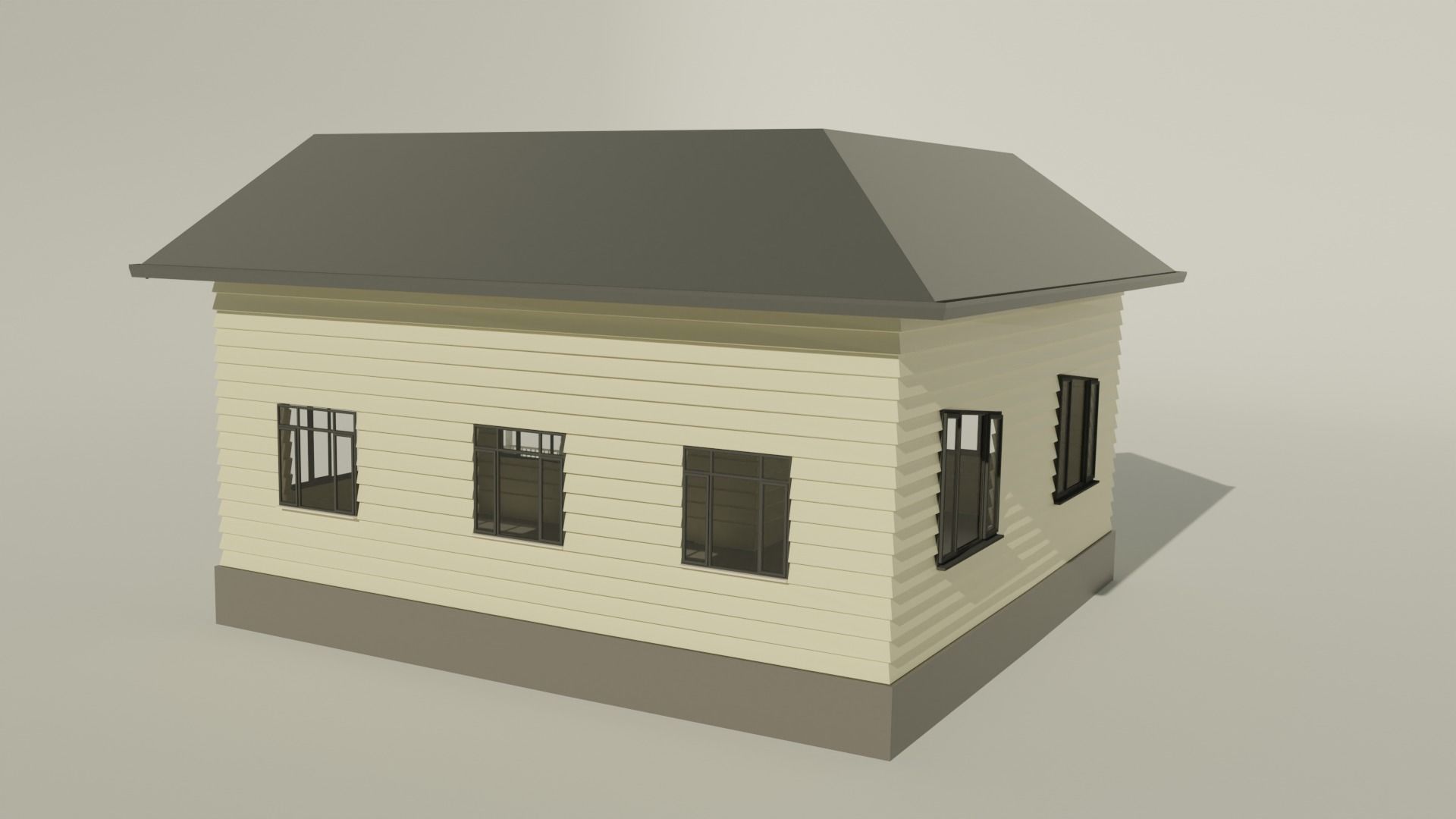 Classic style porch house without furniture 3D American-Style free 3D ...