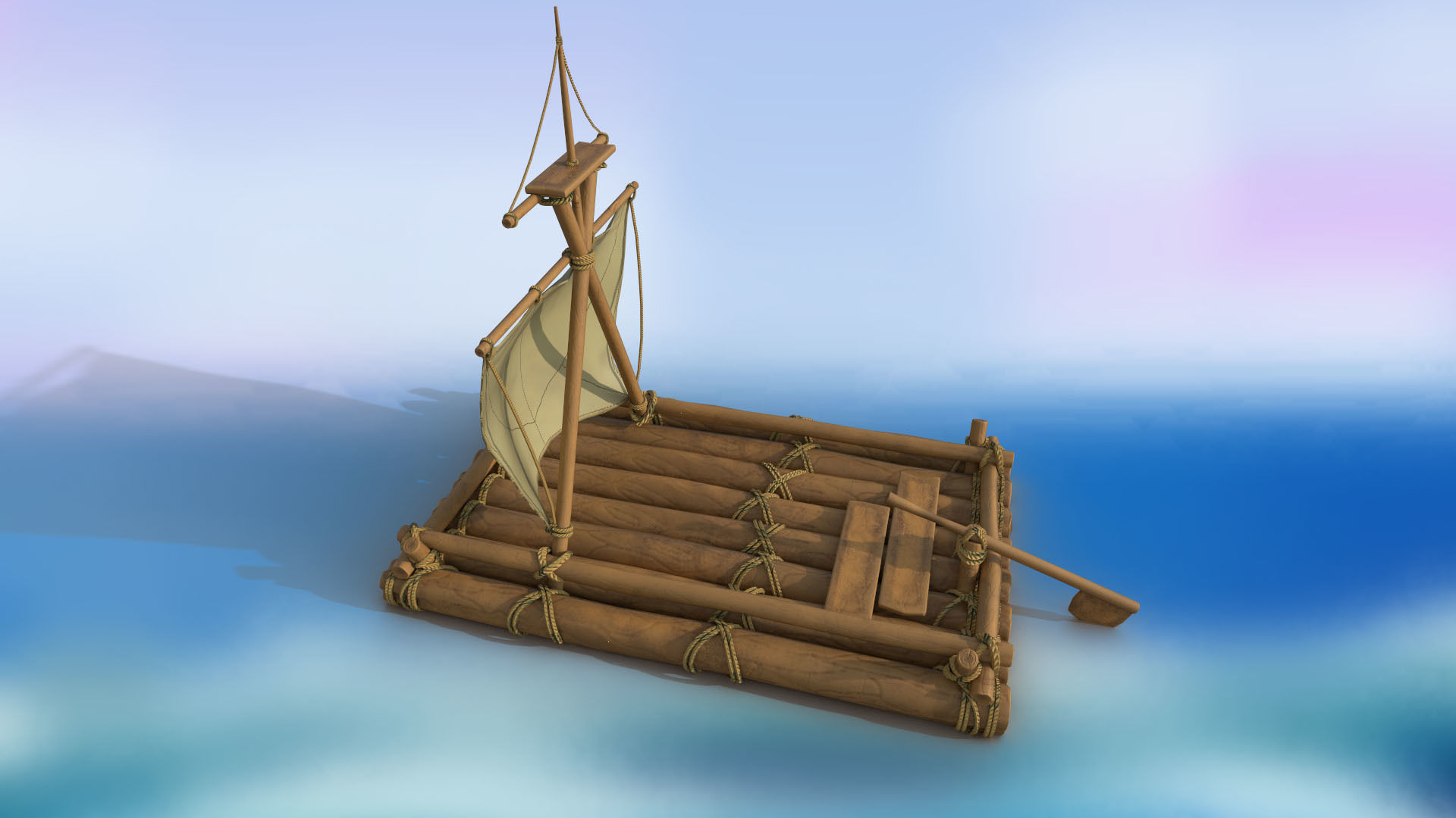 3D model Wooden stylized raft PBR low-poly game ready VR / AR / low ...