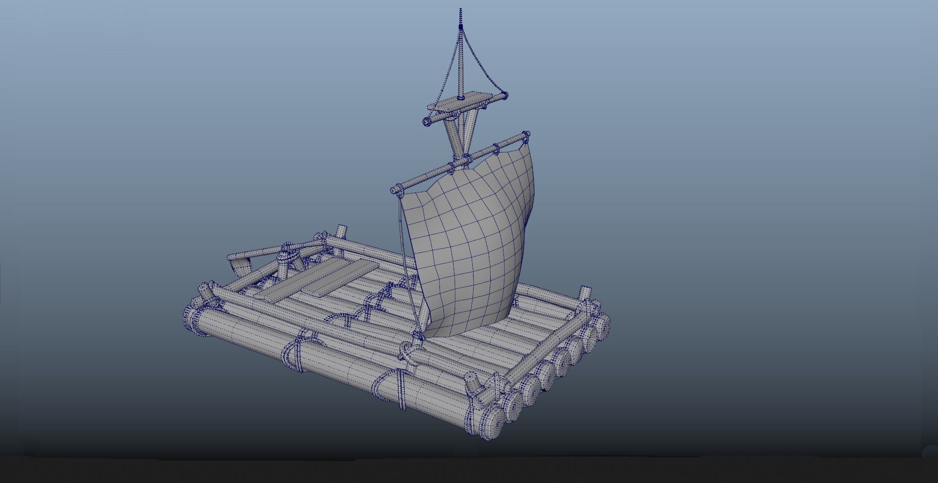 3D model Wooden stylized raft PBR low-poly game ready VR / AR / low ...