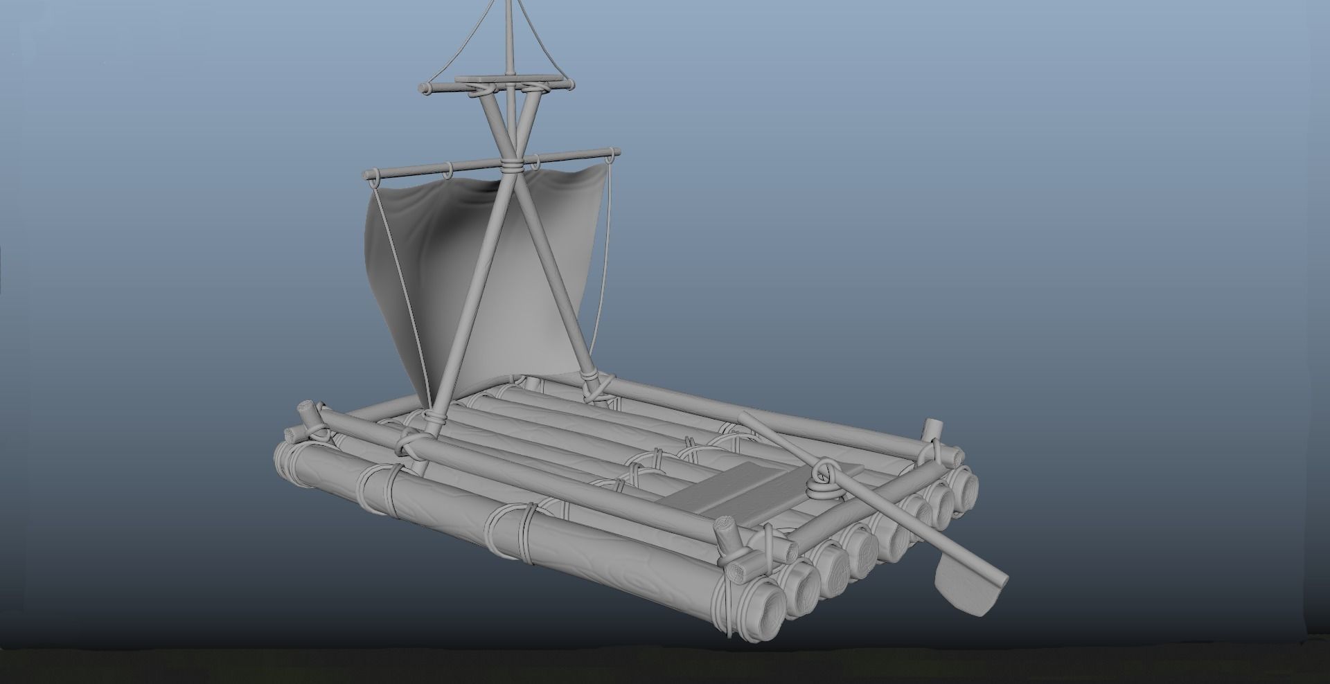 3D model Wooden stylized raft PBR low-poly game ready VR / AR / low ...