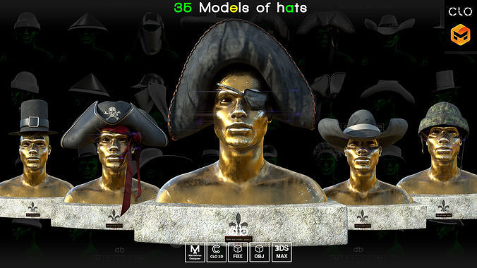 35 Models of hats MD CLO3D PROJECTS OBJ FBX 3ds max 3D model | CGTrader