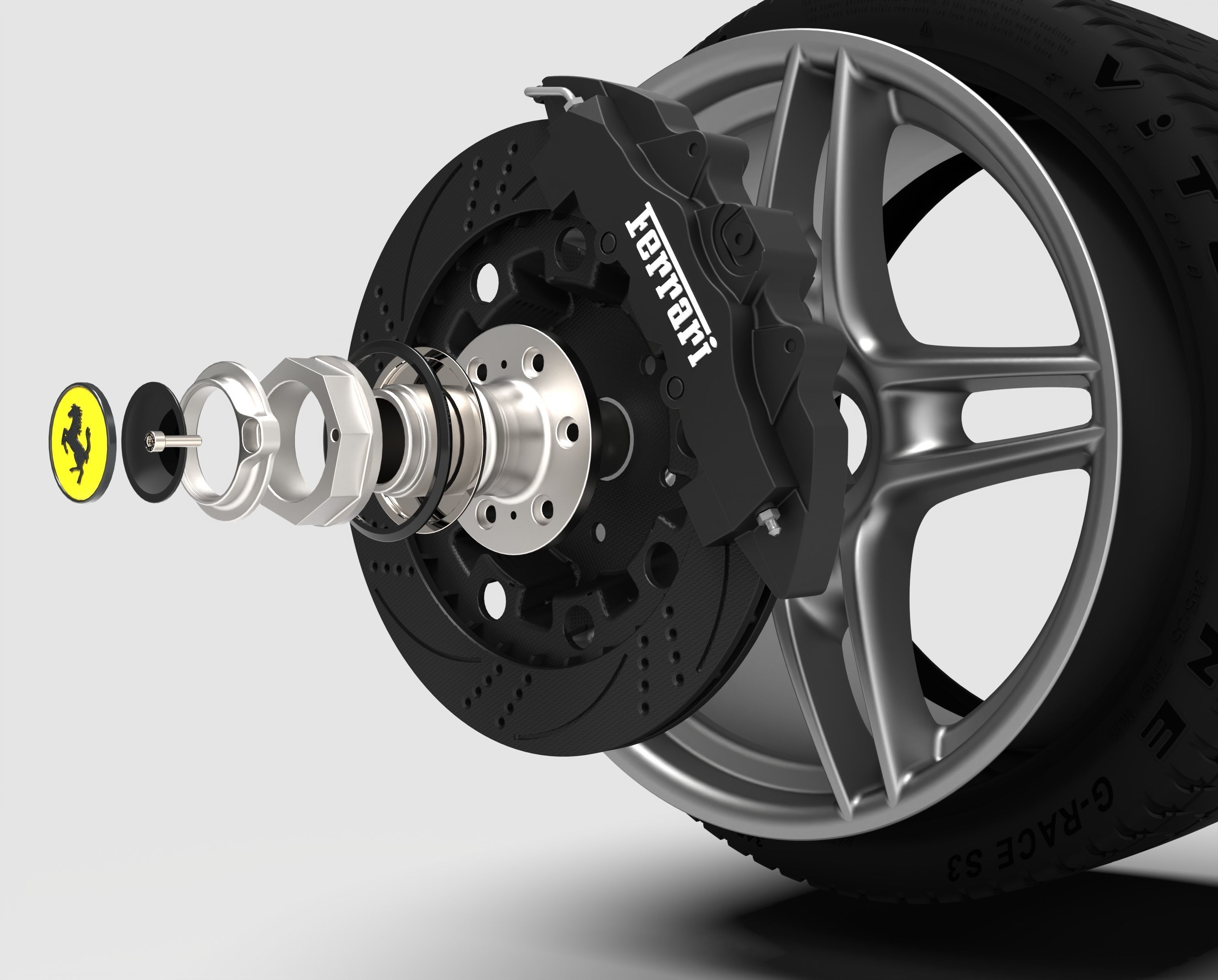 Ferrari Enzo rim wheel Tyre rear 13 x 19 BBS design 3D model | CGTrader