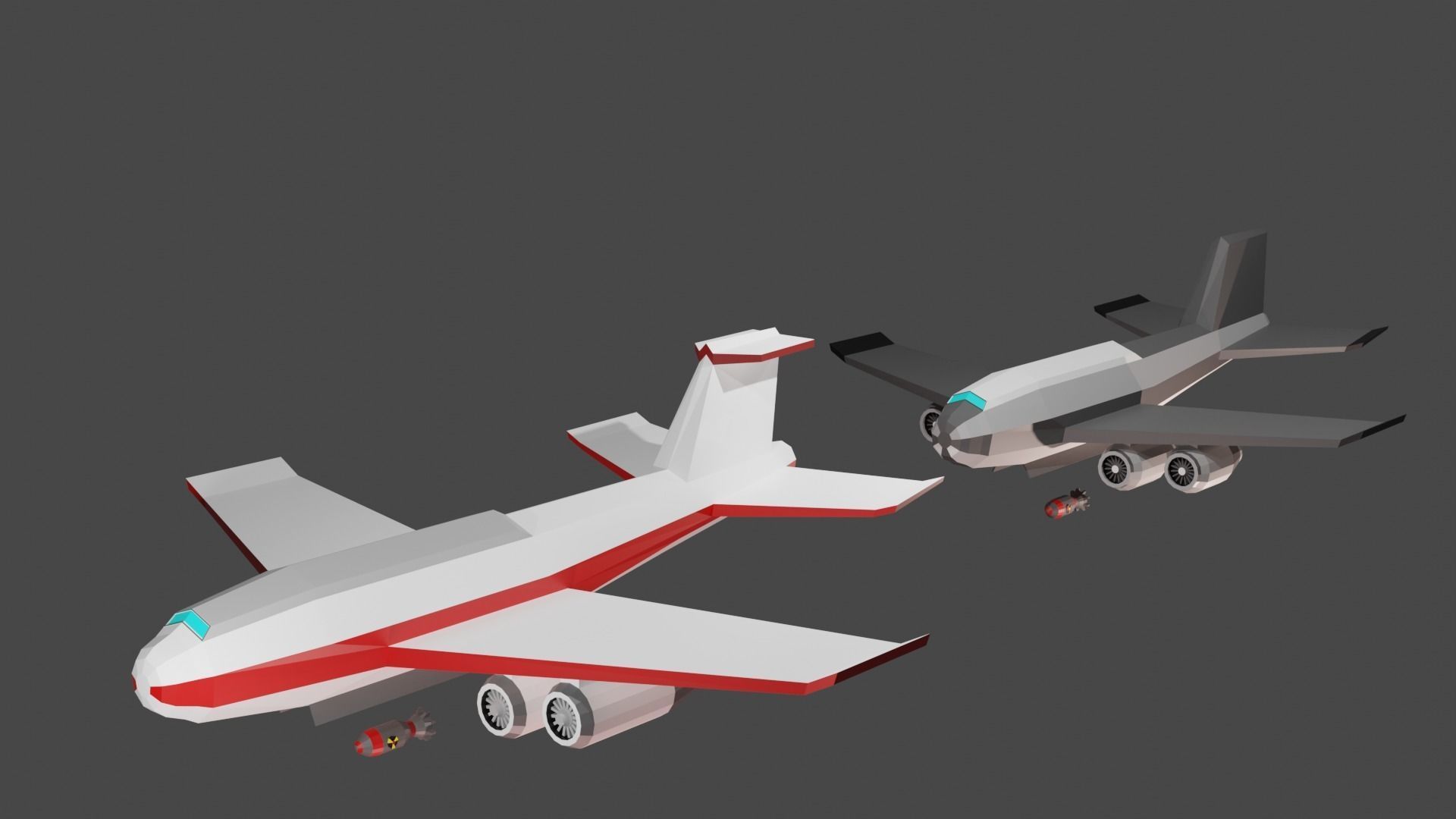 Heavy war Bombardier carrying Heavy Nuke Bomb free VR / AR / low-poly ...