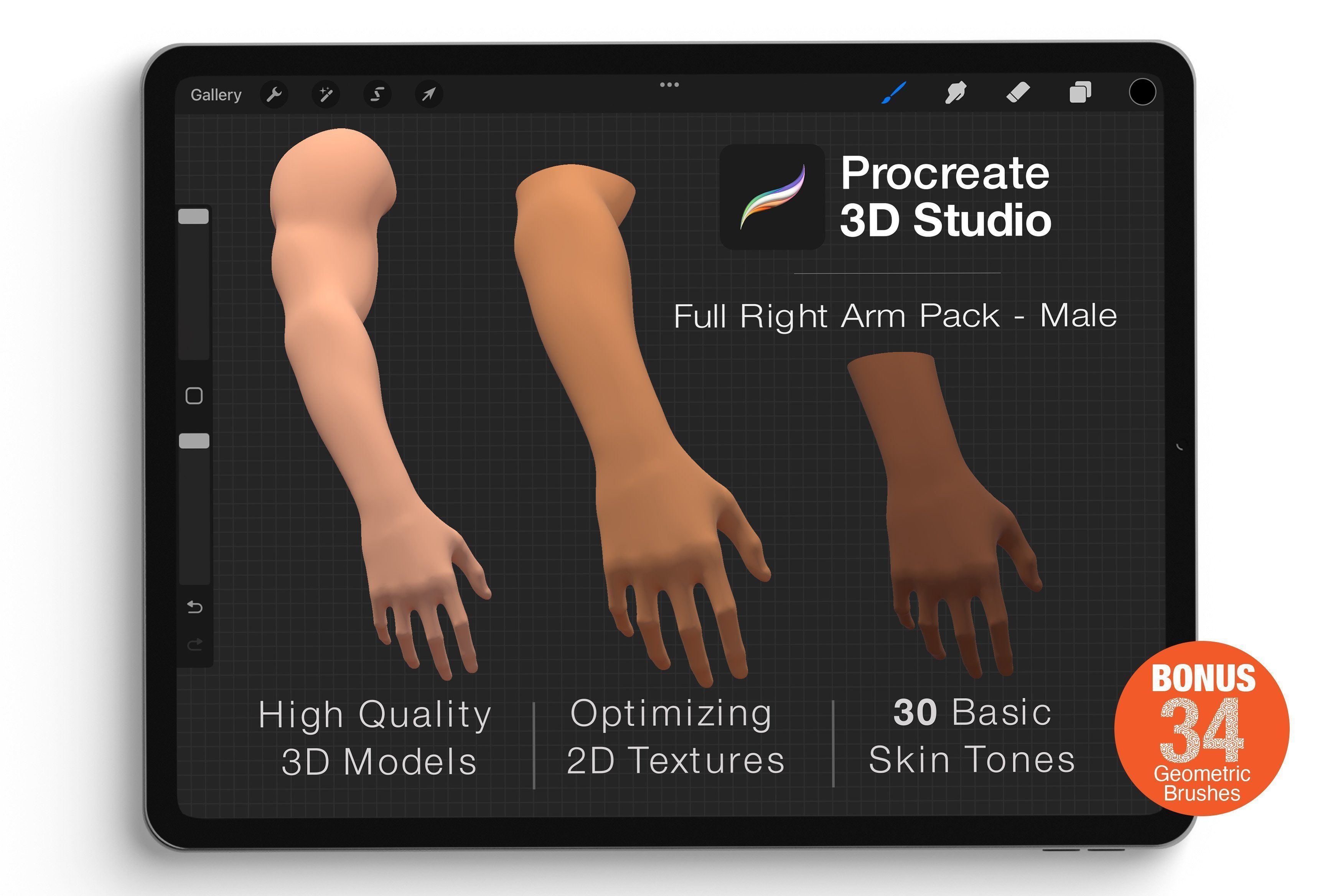Procreate 3d Model - Right Arm male 3D model animated | CGTrader