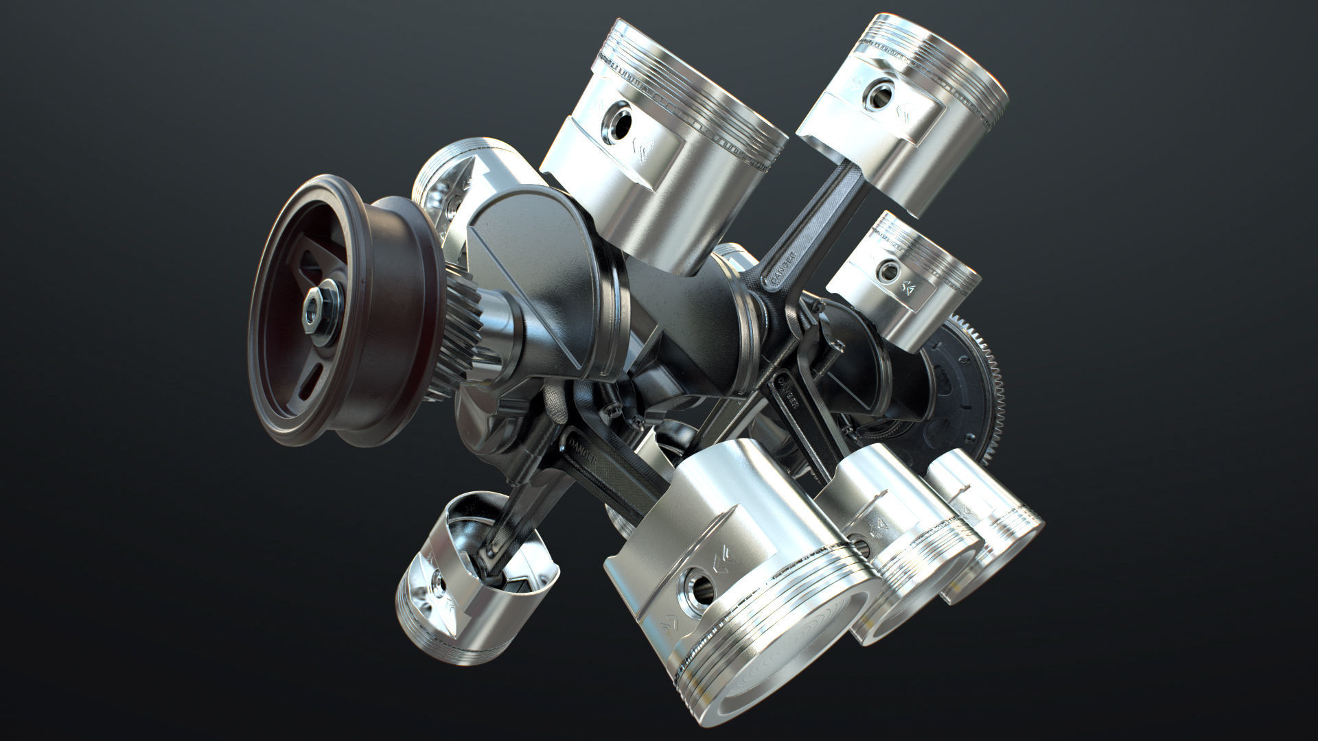 X12 Engine Working Animated 3D model animated rigged | CGTrader