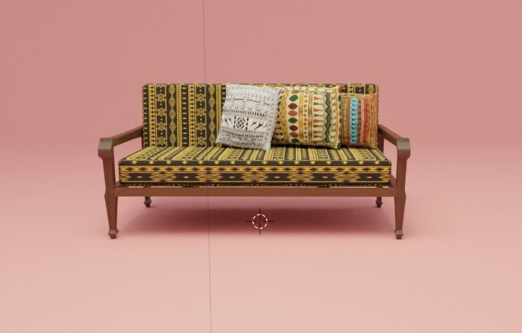 African Sofa free 3D model | CGTrader