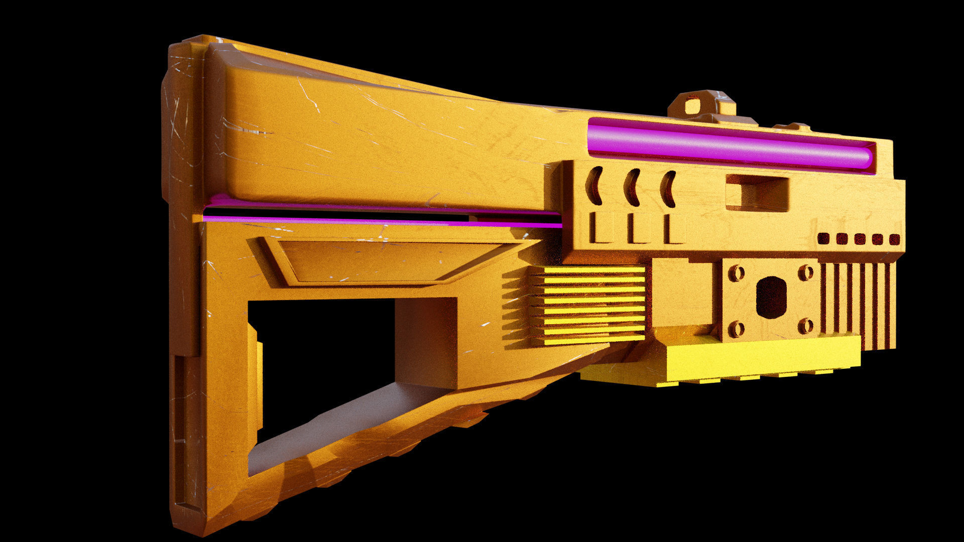 Low poly Cyber Gun designed by me 3D model | CGTrader